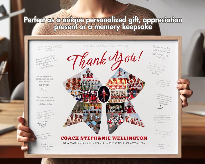 CHEER Coach Gift Signing Board TEMPLATE Personalized Hair Bow Photo ...