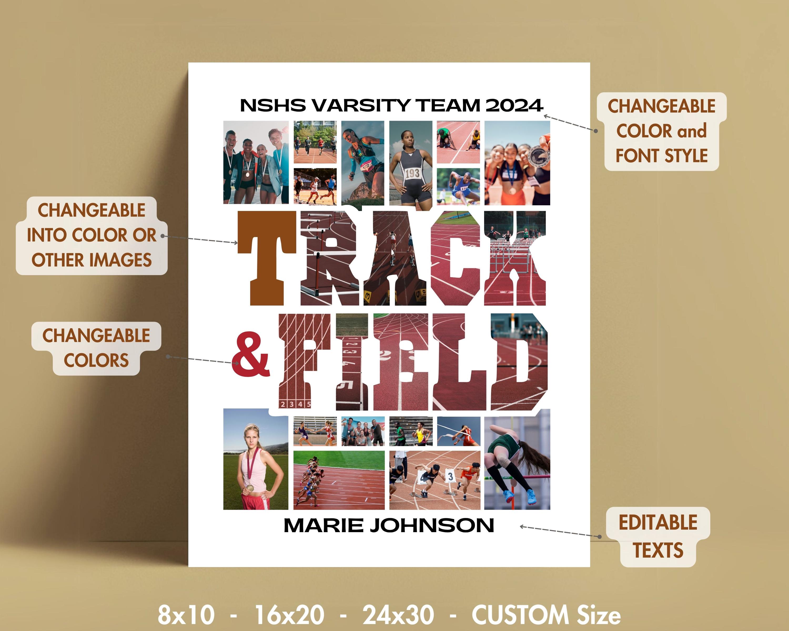 Track & Field Word Photo Collage Canva TEMPLATE Varsity Sports Poster ...