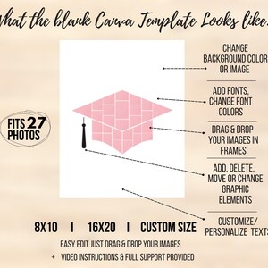 Graduation CAP Photo COLLAGE Design Project Poster Class Portrait for ...