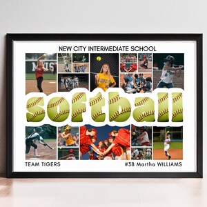 Editable SOFTBALL Photo Collage Canva TEMPLATE, Printable Team Poster ...