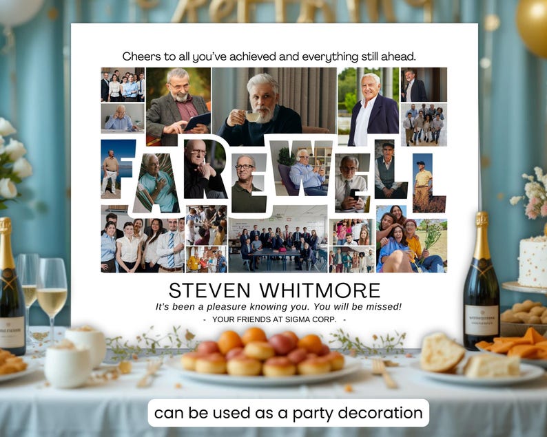 FAREWELL Photo Collage Frame TEMPLATE Custom Goodbye Memory Poster ...