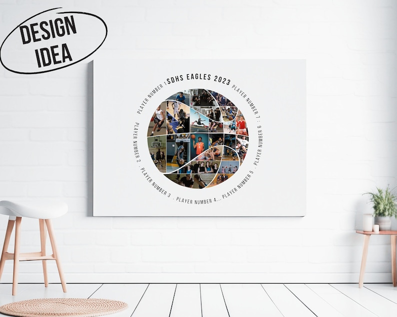 Editable BASKETBALL Photo Collage Frame Canva TEMPLATE Sports Team ...