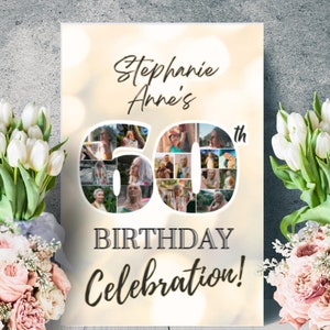 Editable 60th Birthday Welcome Sign Canva TEMPLATE Number 60 Photo ...