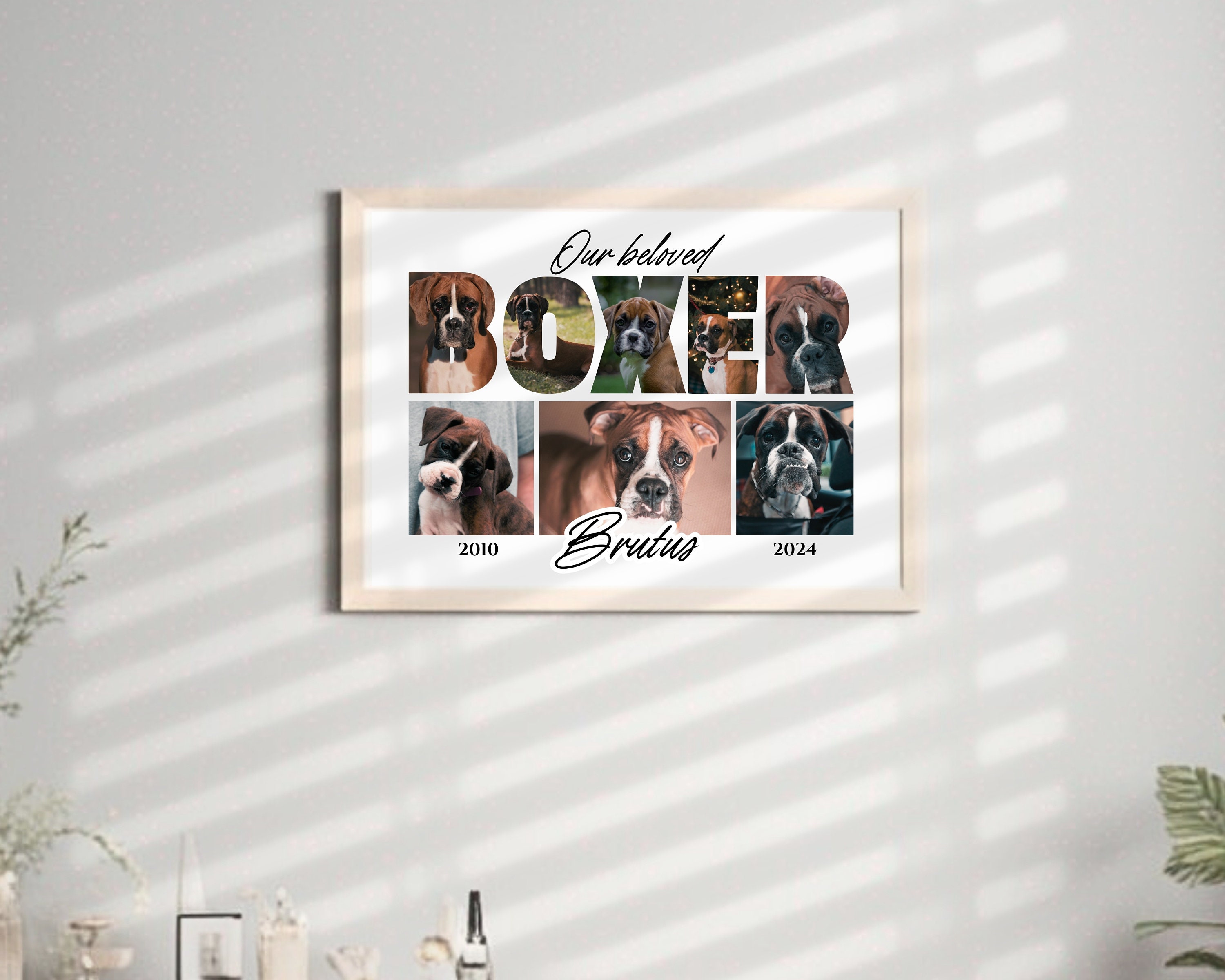 Editable 8-photo BOXER Word Collage TEMPLATE Dog Printable Wall Art ...