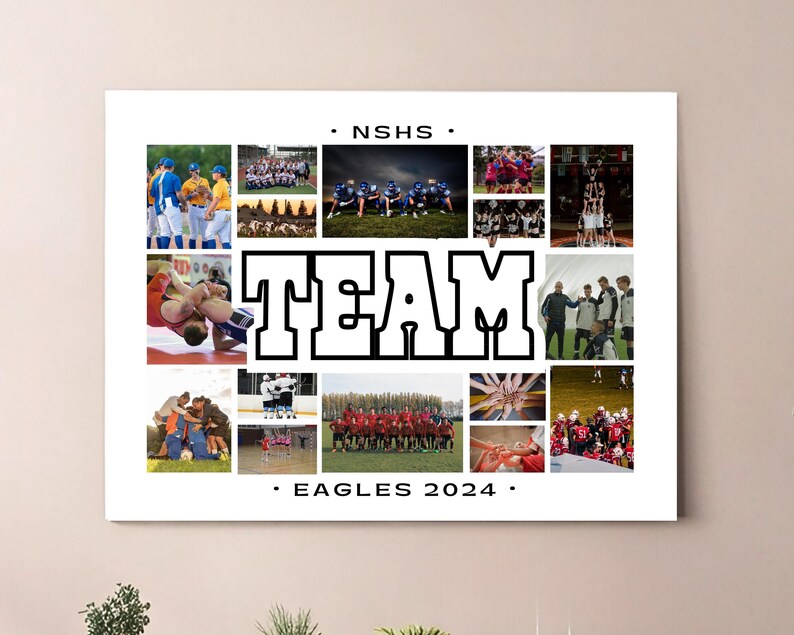 Editable TEAM Photo Collage Canva TEMPLATE, Customizable for Any Sports ...