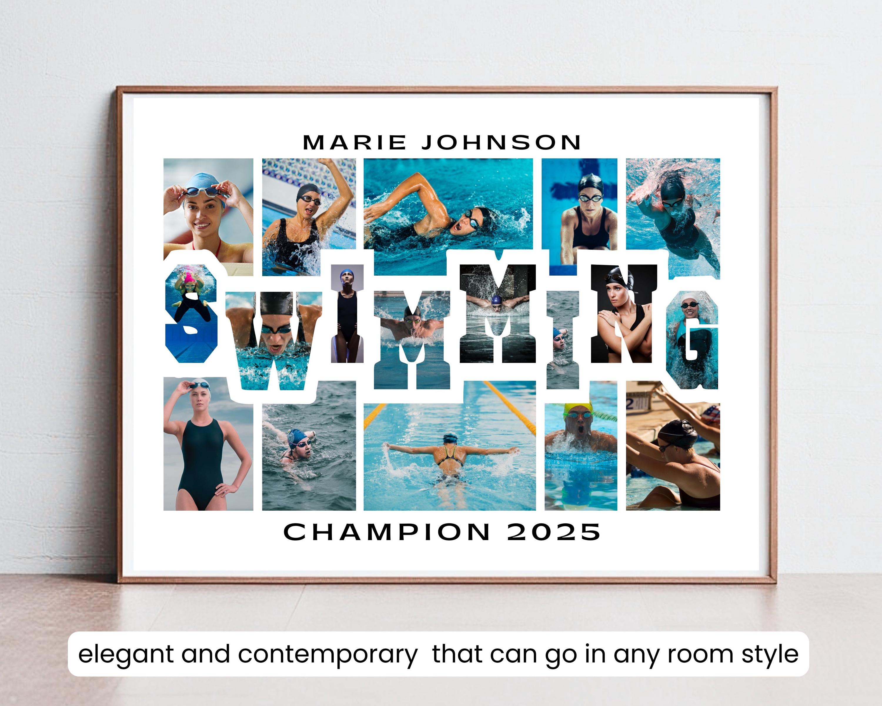 Editable SWIMMING Word Photo Collage TEMPLATE Printable Sports Team ...