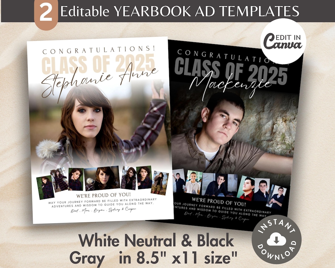 Full Page Yearbook AD Photo Collage Editable TEMPLATE Custom ...