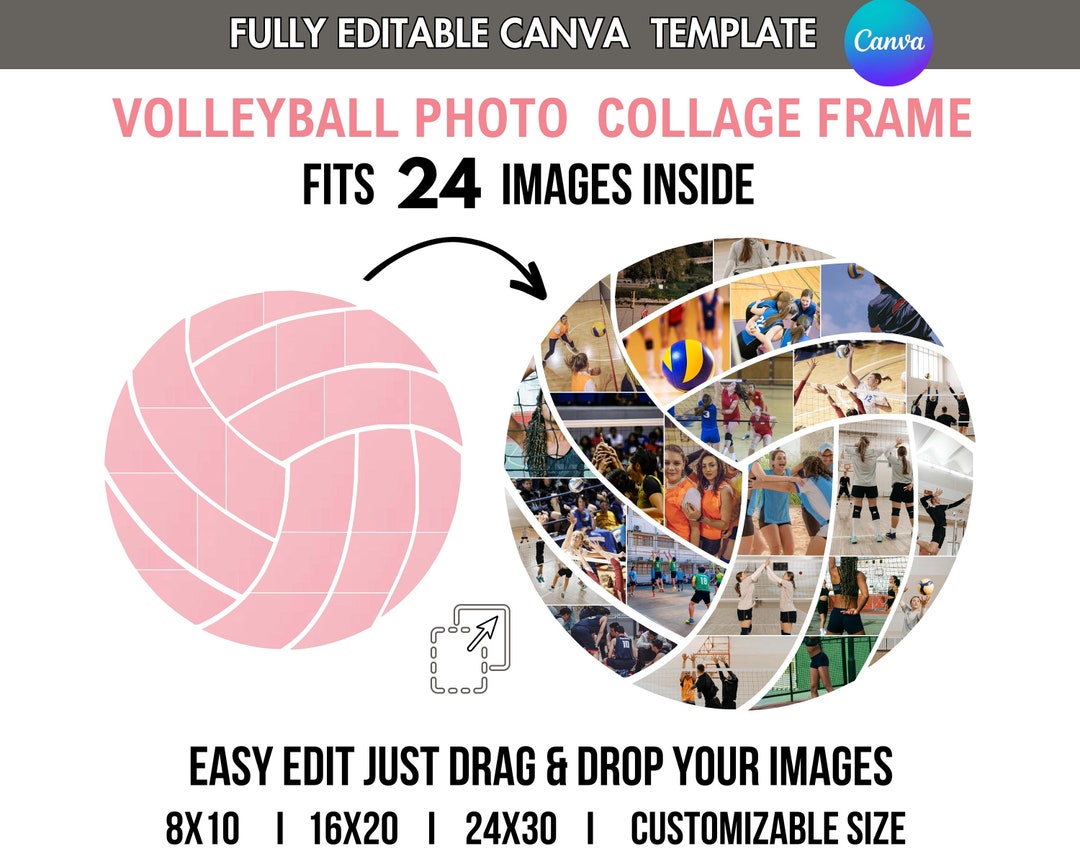 VOLLEYBALL Photo Collage Frame TEMPLATE Sports Team Poster - Etsy