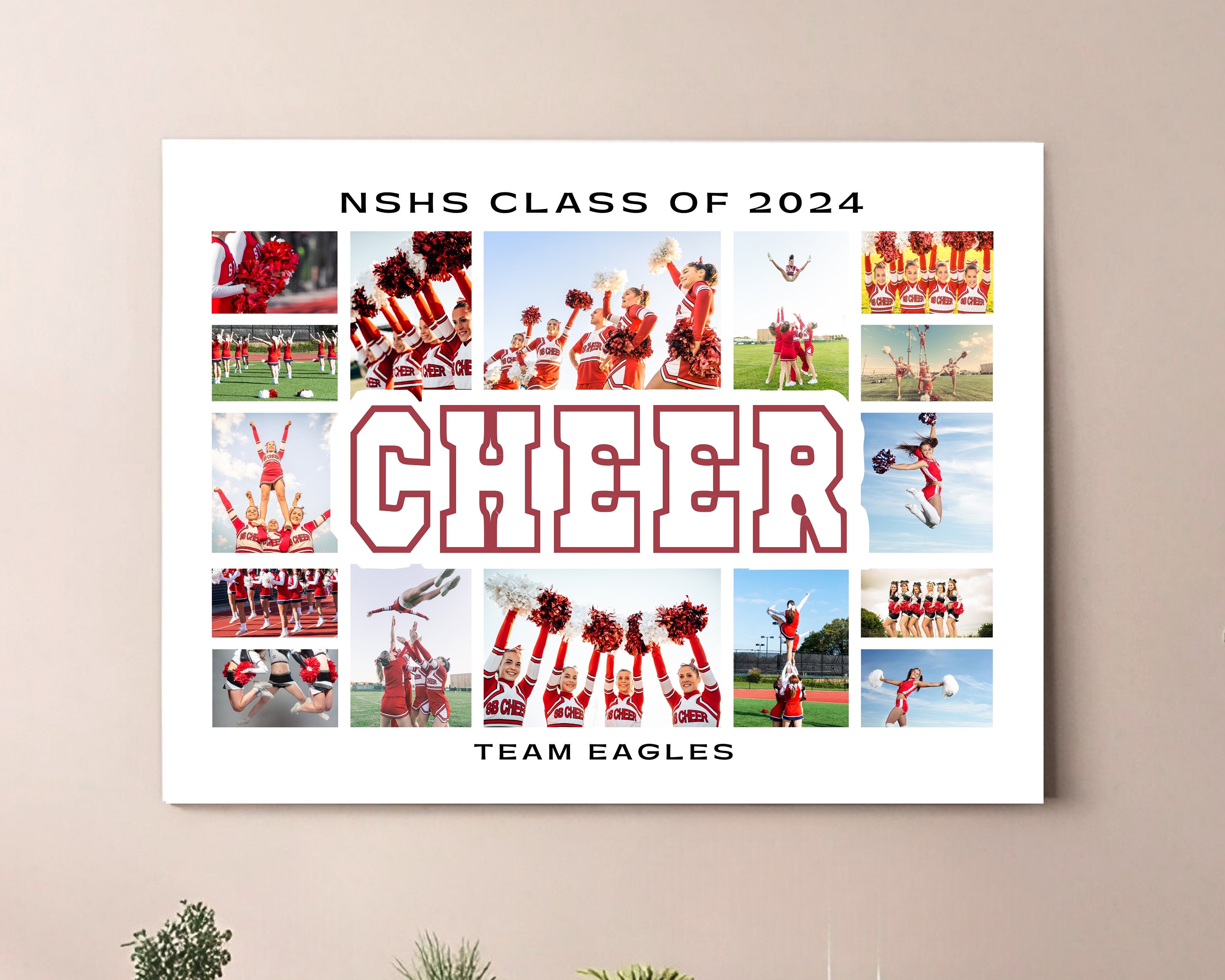 Editable 16-photo CHEER Word Collage Canva TEMPLATE Sports Team Poster ...