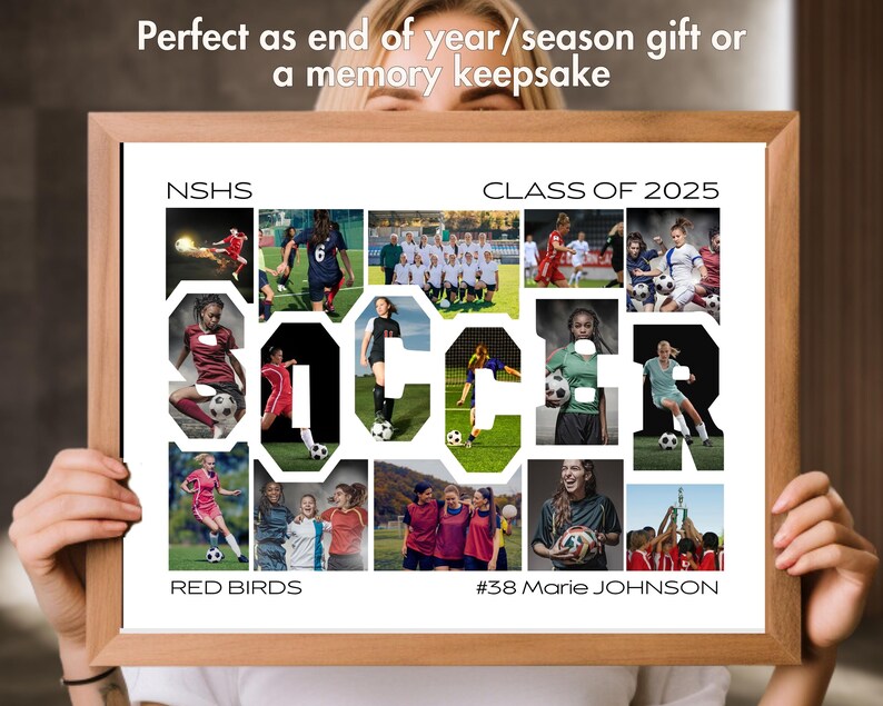 Editable 16-photo SOCCER Word Collage TEMPLATE Printable Sports Team ...
