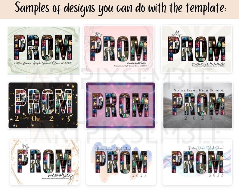 Editable PROM Word Portrait Photo Collage Poster Art Wall - Etsy