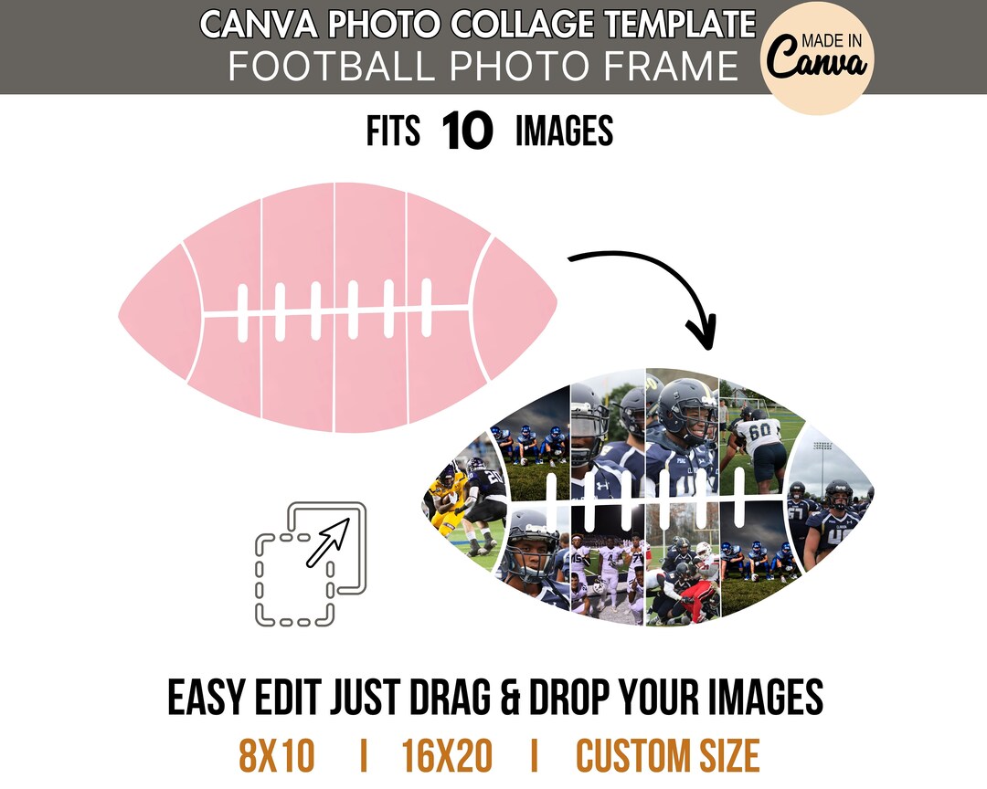 FOOTBALL Frame Photo Collage Canva TEMPLATE Sports Team Poster Banner ...
