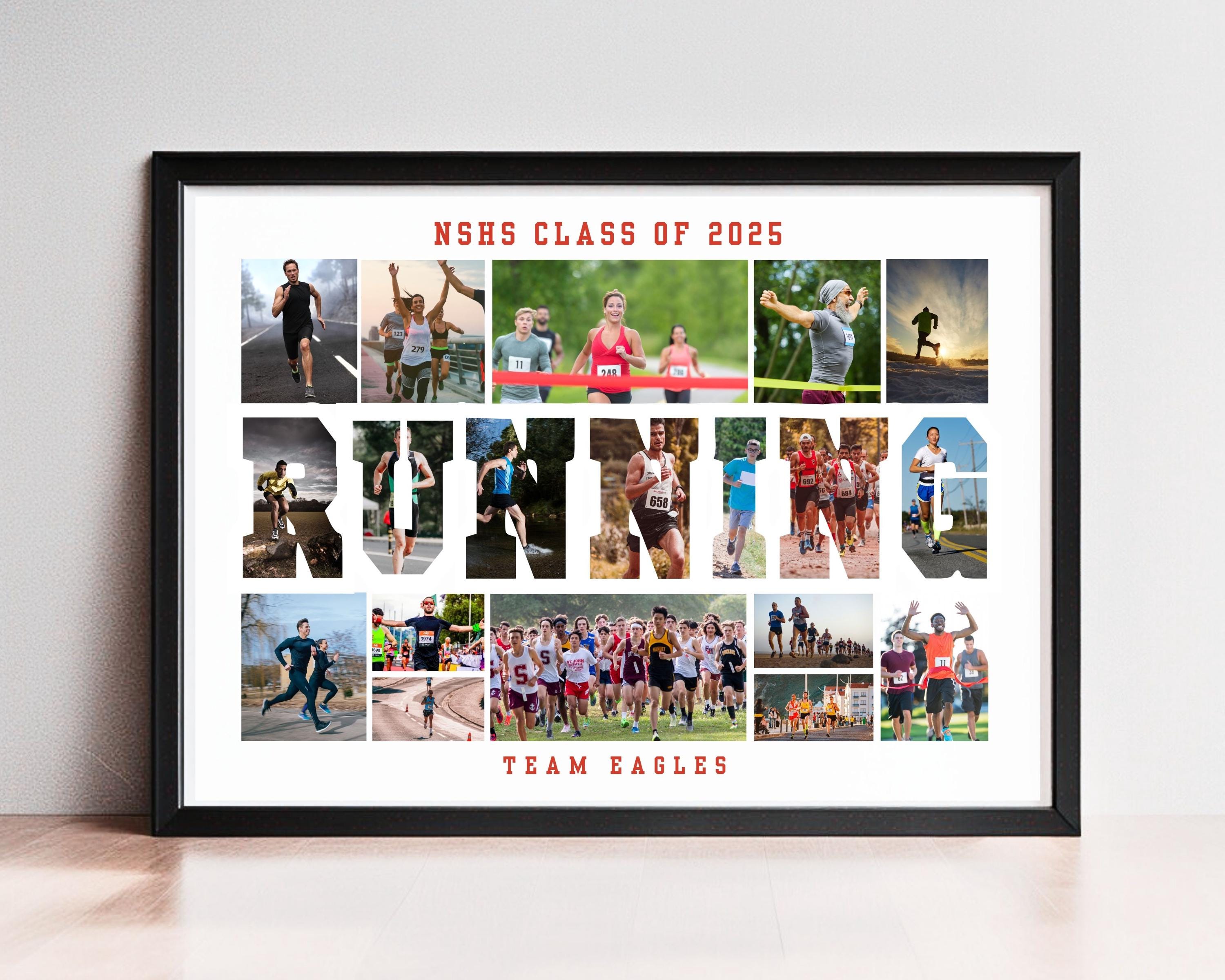 RUNNING Photo Collage Word Frame TEMPLATE, Custom Printable Track/cross ...