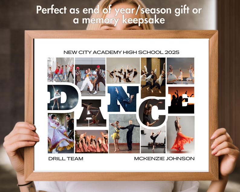DANCE Word Photo Collage Frame Canva TEMPLATE Varsity Team Senior Night ...