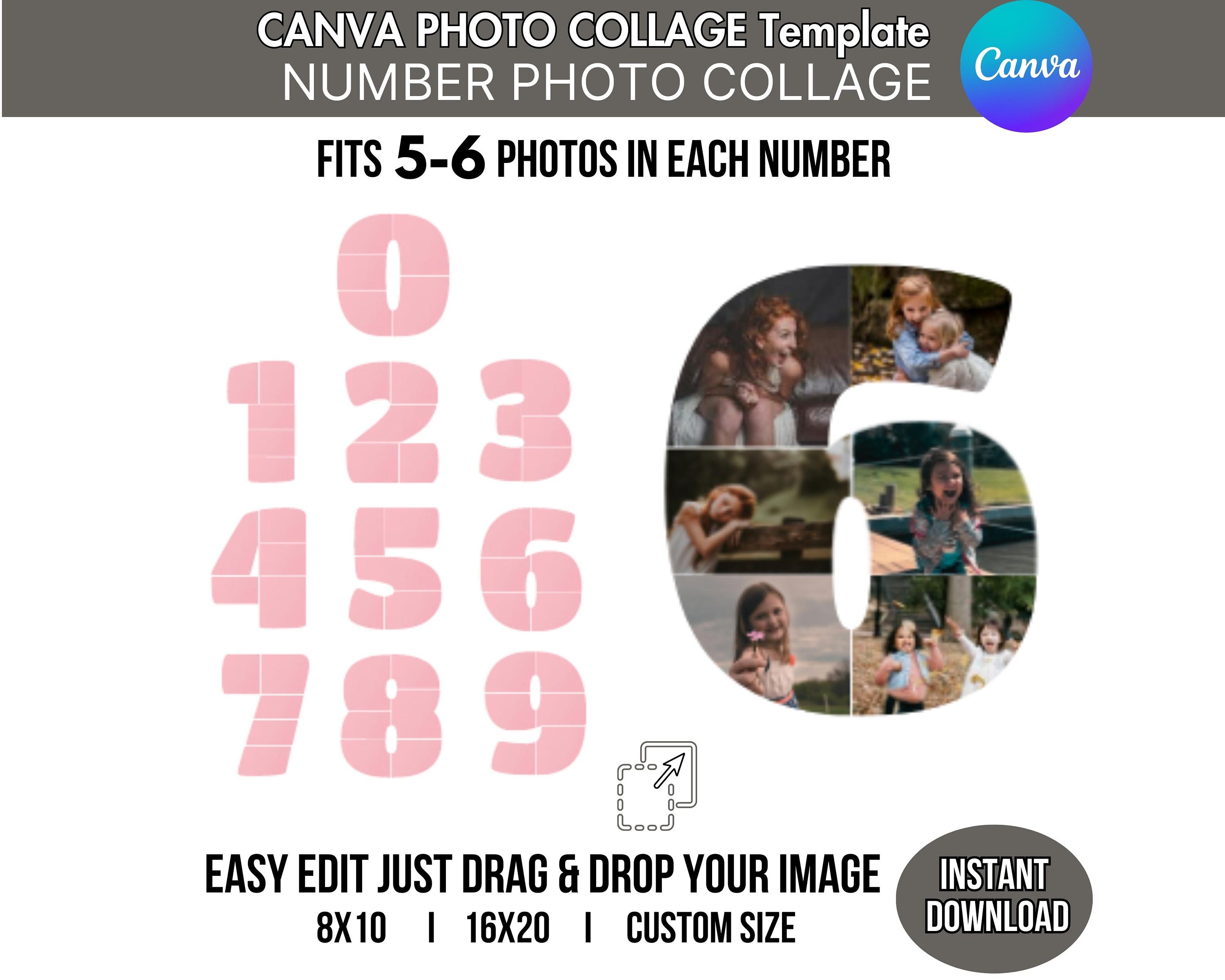 All NUMBER Photo COLLAGE Canva Template Design Poster Banner Custom ...