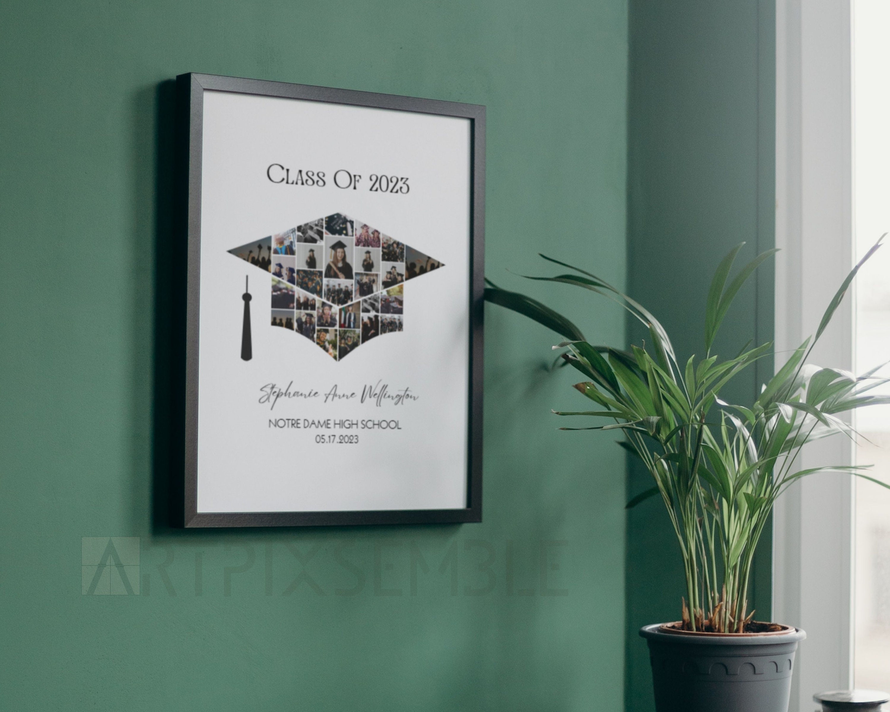 Editable 2023 Graduation Cap Photo Collage Canva Template Wall Poster ...