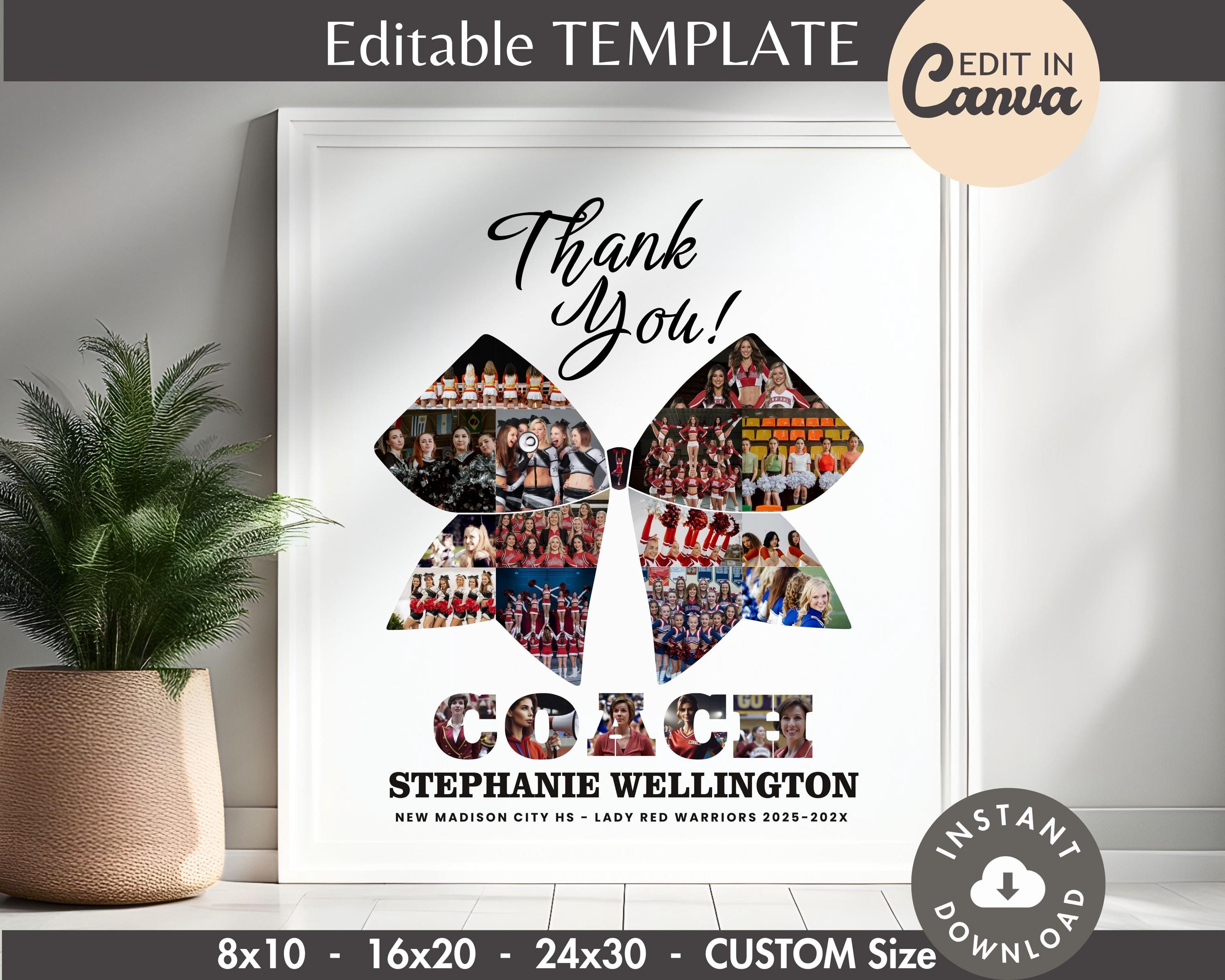 Editable CHEER Coach Signing Board TEMPLATE, Custom Printable Hair Bow ...