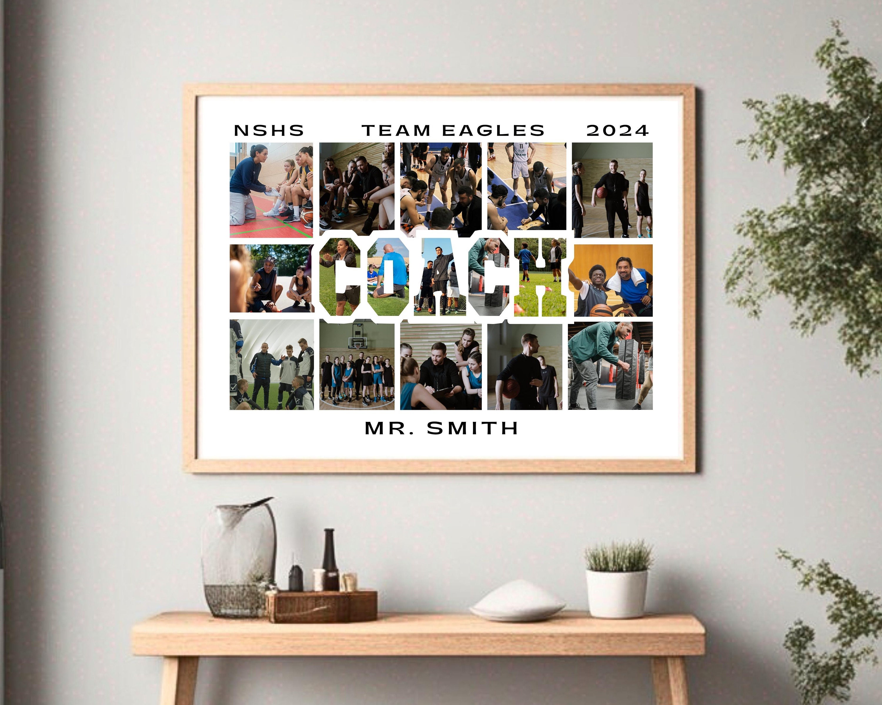 Editable 17-photo COACH Collage Canva TEMPLATE Sports Team Game Poster ...
