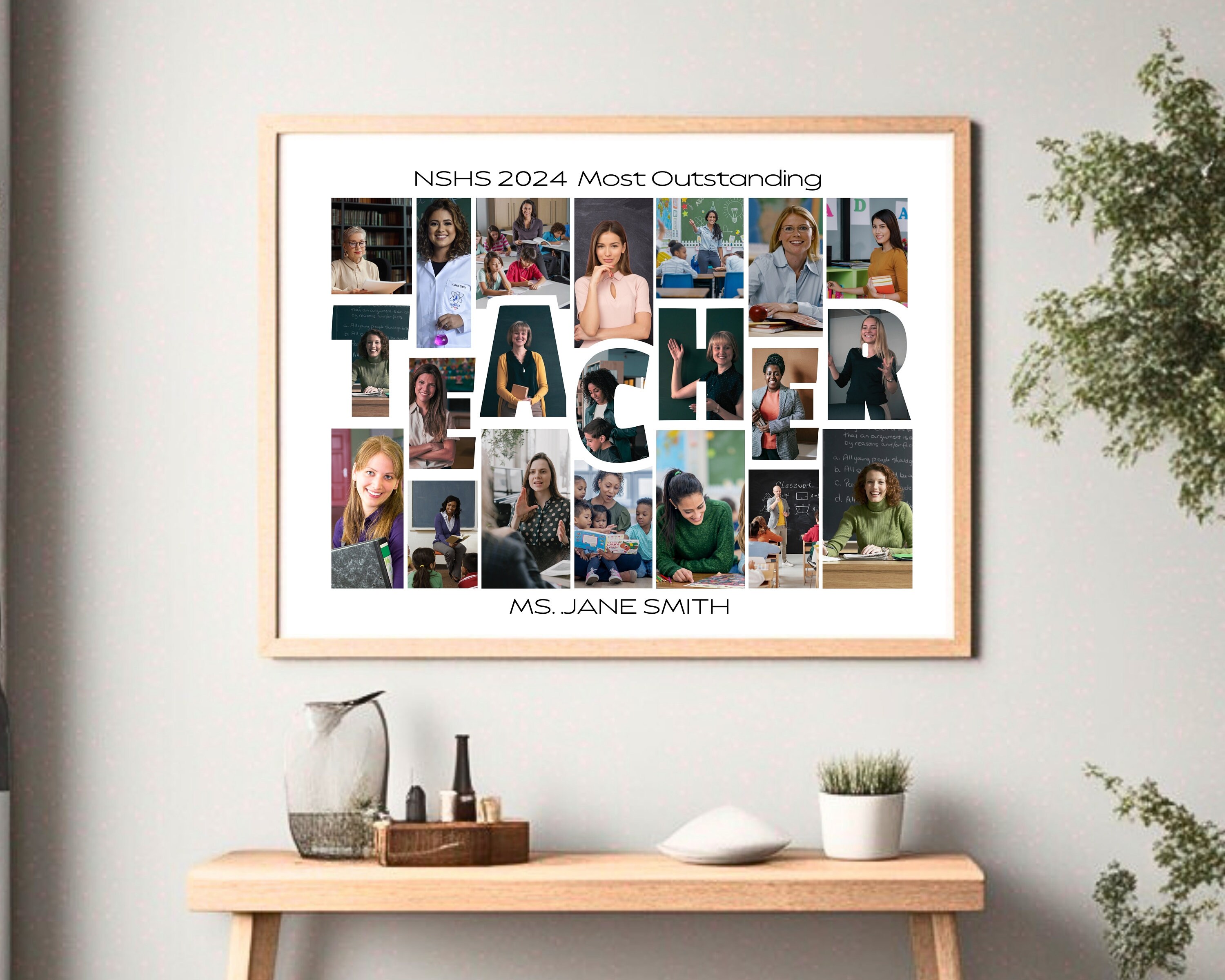 Editable 21-photo TEACHER Word Collage Canva TEMPLATE Awards Day Poster ...