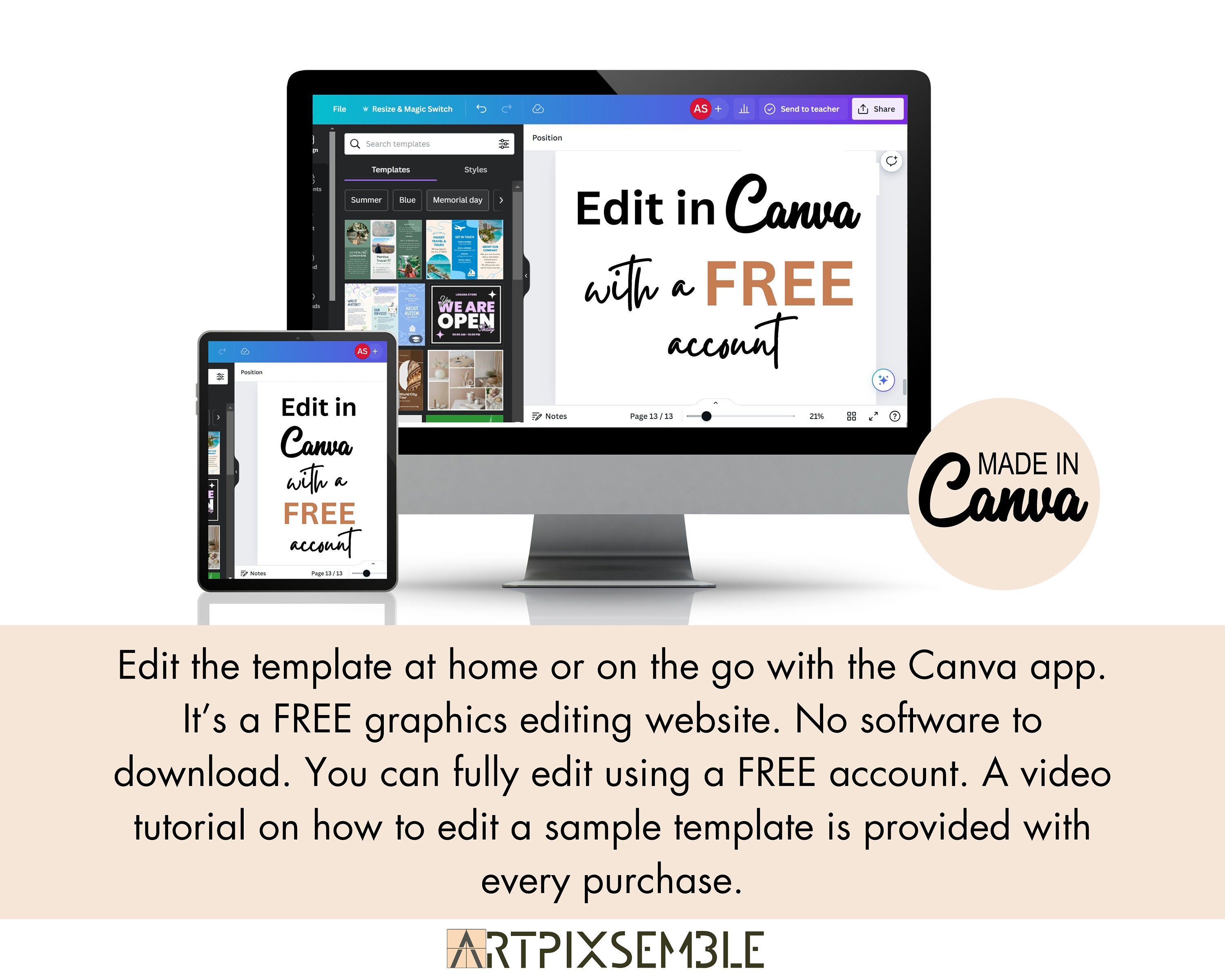 ALPHABET Canva Frame TEMPLATE With 5 Outlines Photo Collage Font Kit ...
