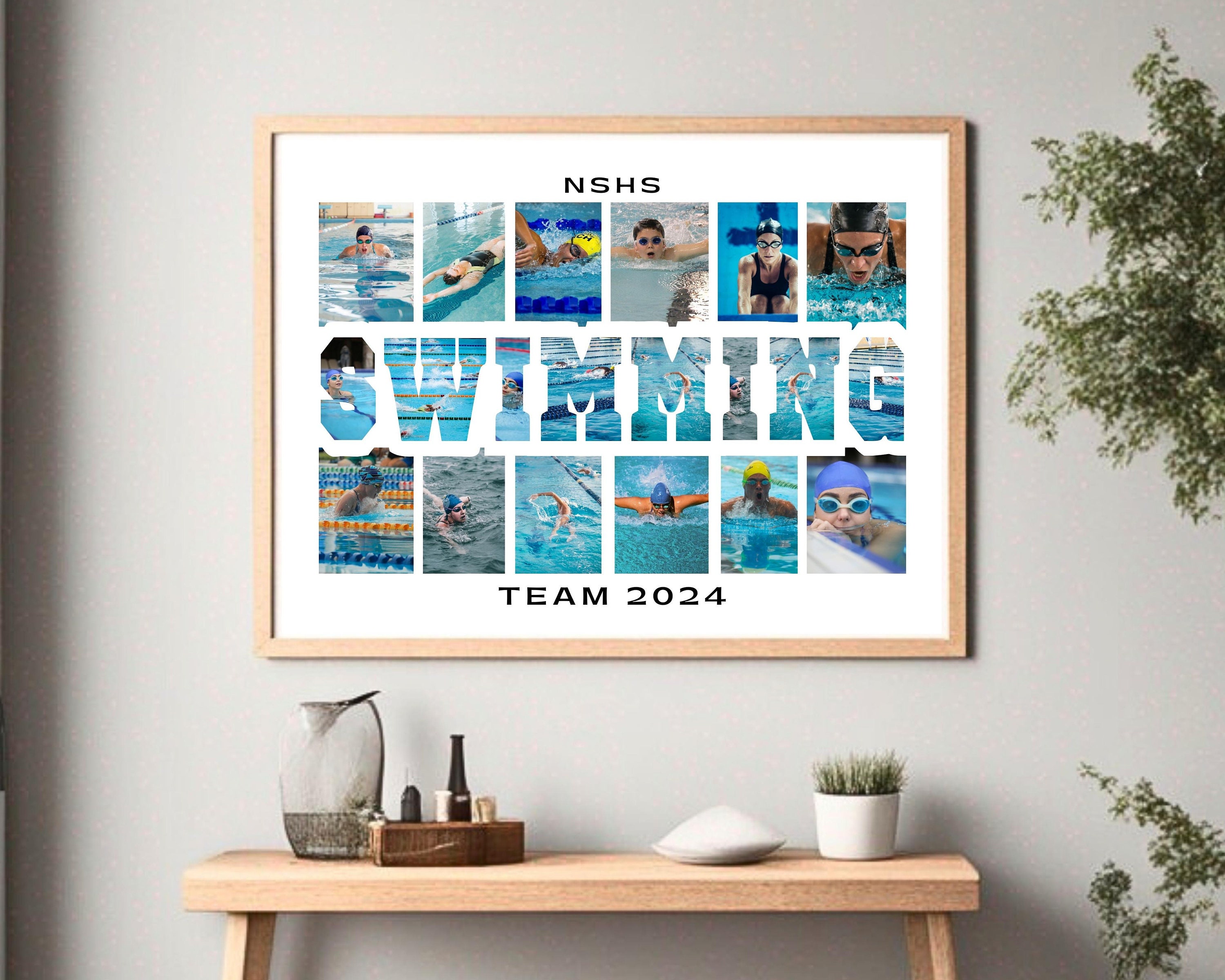 Editable 20-photo SWIMMING Collage Canva TEMPLATE Sports Team Poster ...
