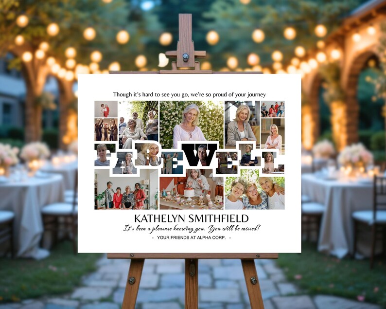 FAREWELL Photo Collage Frame TEMPLATE Custom Goodbye Memory Poster ...