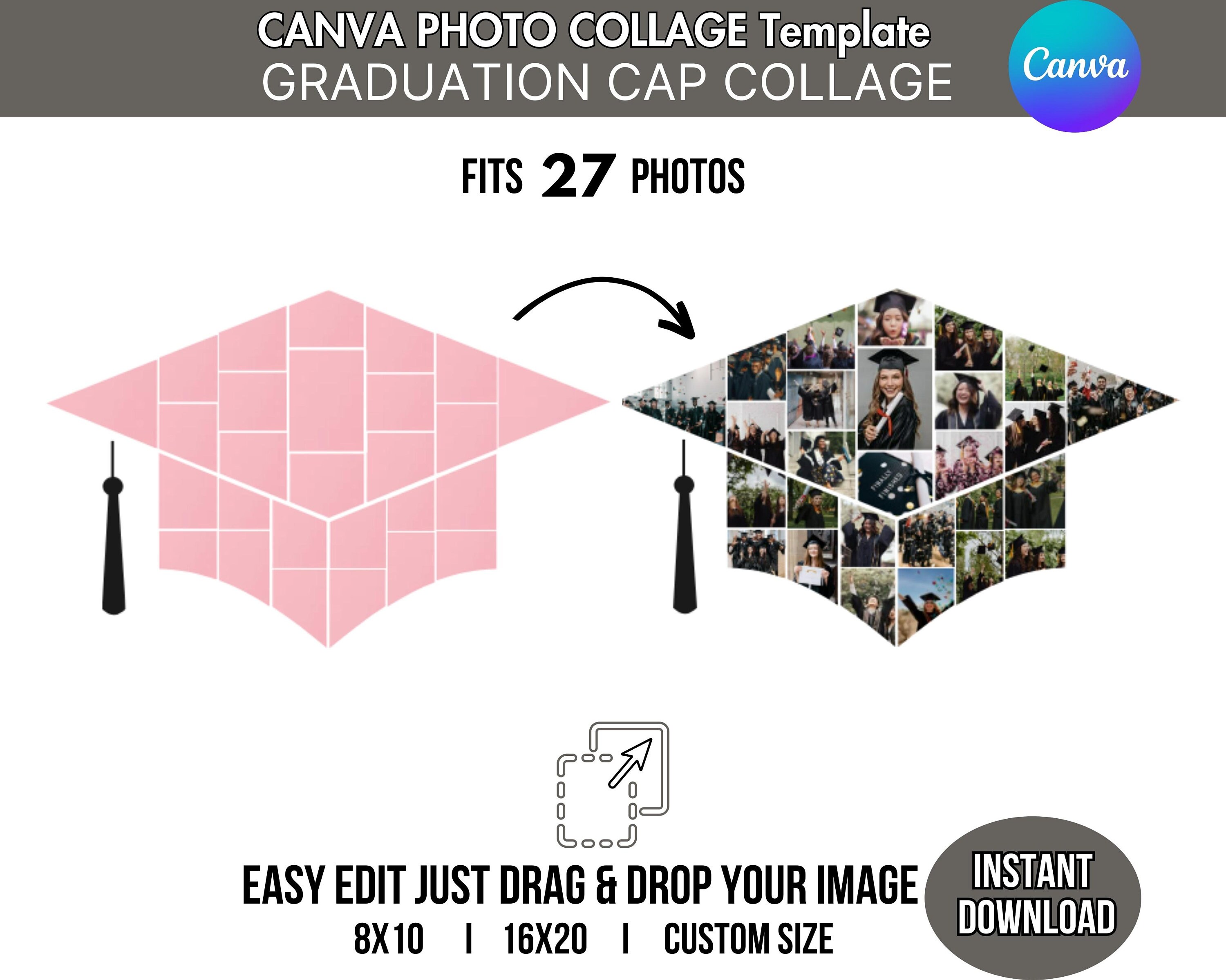 Graduation CAP Photo COLLAGE Design Project Poster Class - Etsy