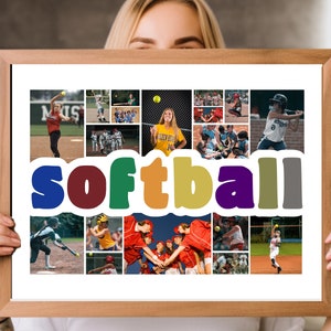 Editable 26-photo SOFTBALL Collage TEMPLATE Printable Sports Team ...