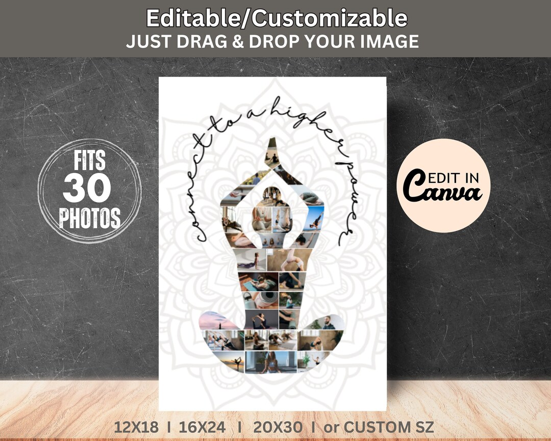 Editable YOGA Pose Photo Collage Canva Template Printable Poster DIY ...