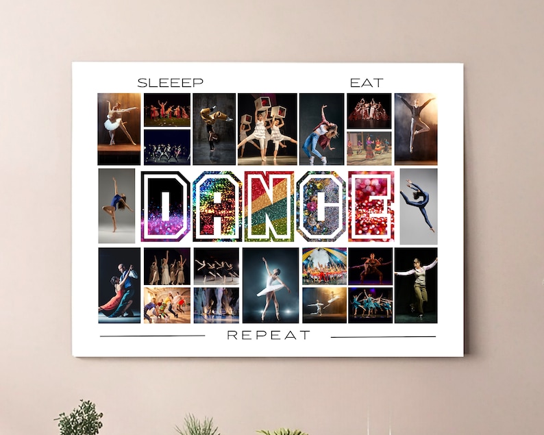 Editable DANCE Photo Collage Word Frame TEMPLATE Custom Dancing Team ...