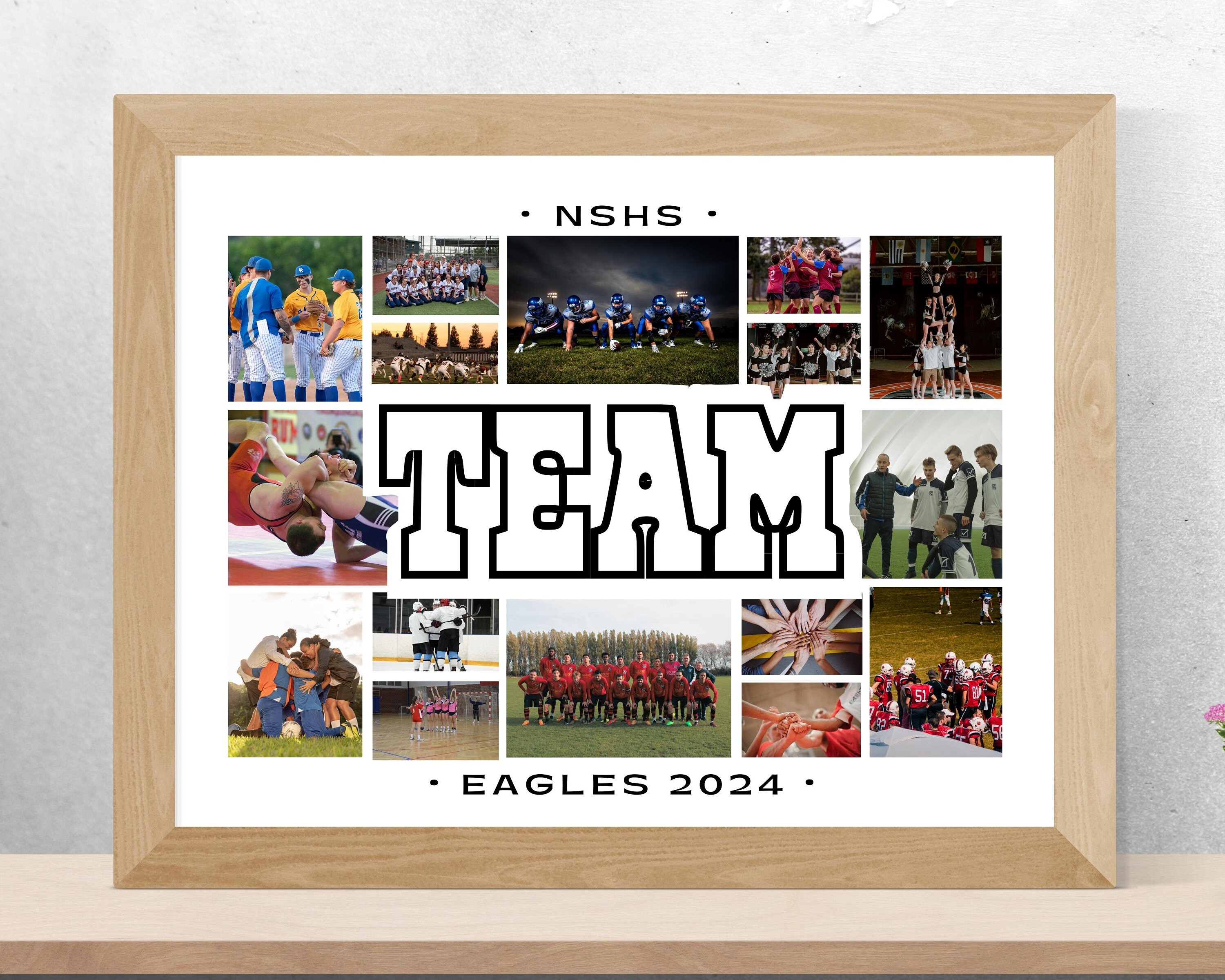 Editable 16-photo TEAM Word Collage Canva TEMPLATE Sports/office Poster ...
