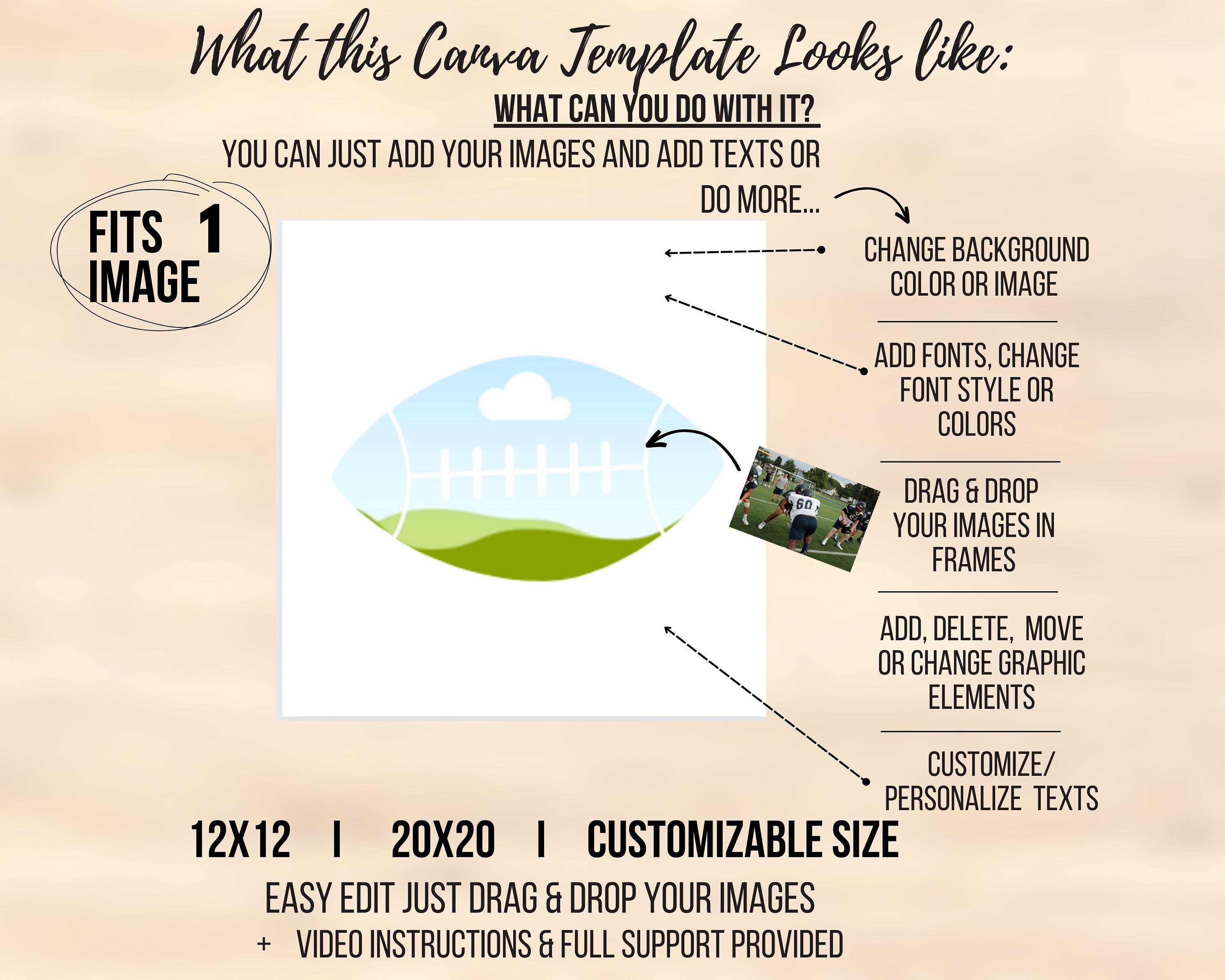 FOOTBALL Photo Frame TEMPLATE Sports Team Poster Banner Sign Custom ...