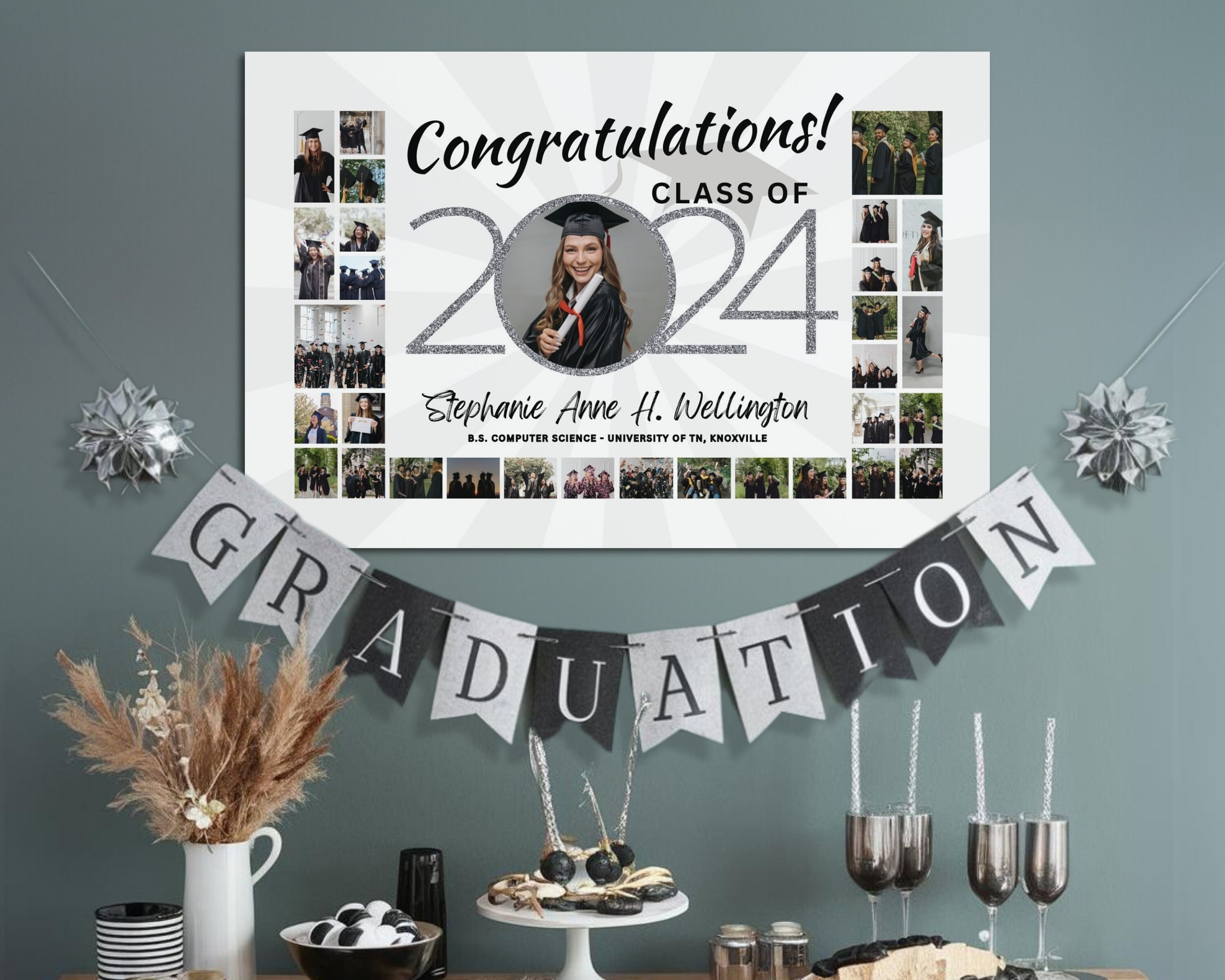 Editable 27-photo Graduation Collage Poster TEMPLATE Customizable Party ...
