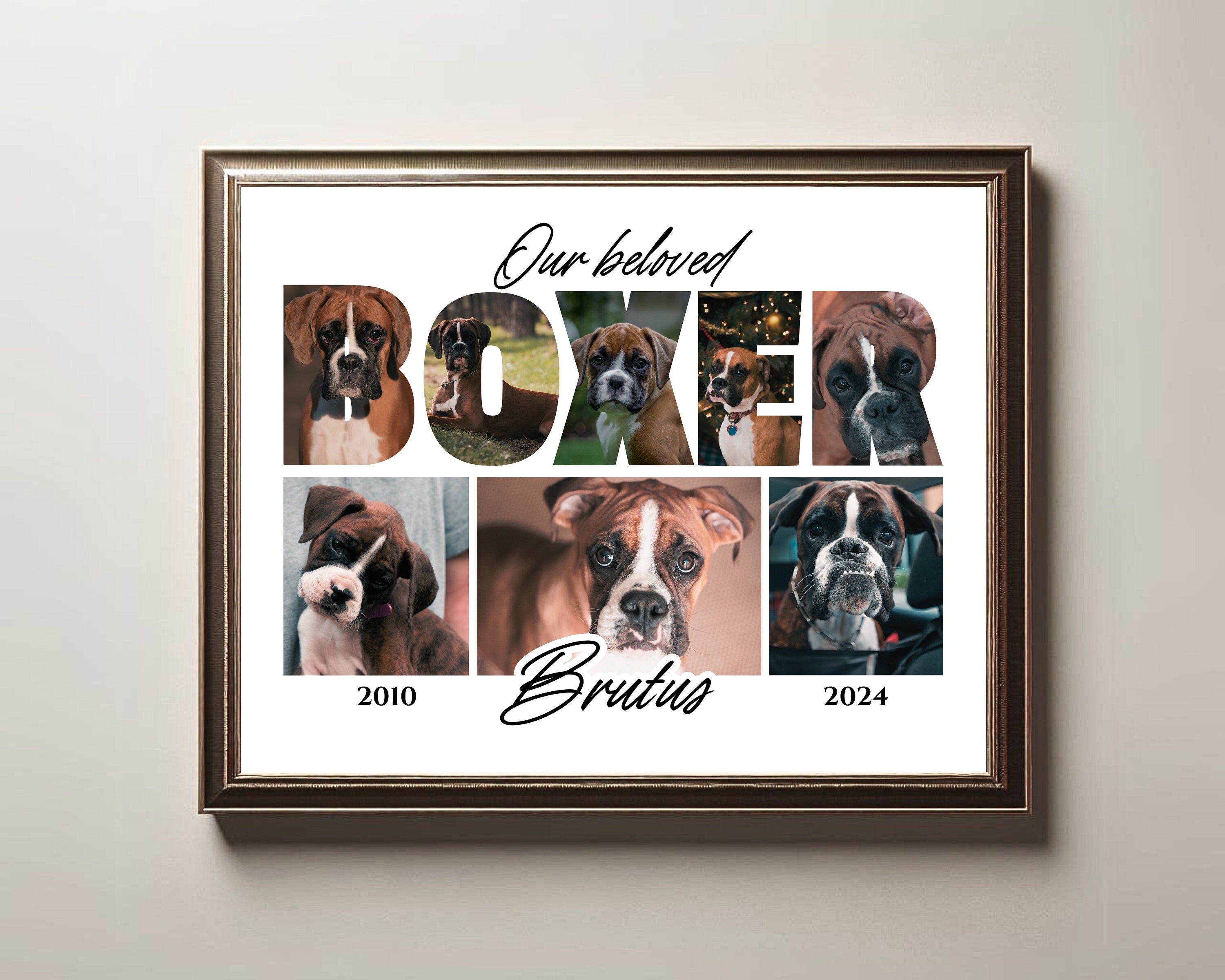 Editable 8-photo BOXER Word Collage TEMPLATE Dog Printable Wall Art ...