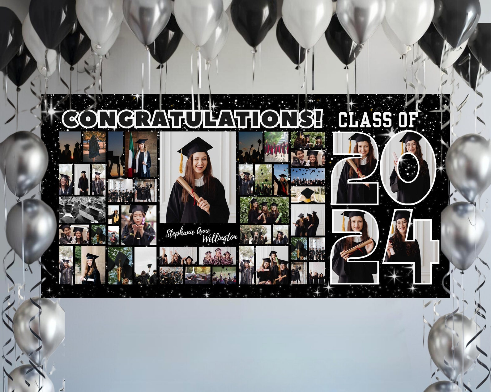 3'x6' 48-photo Graduation Banner Collage Poster Party Sign Senior High ...