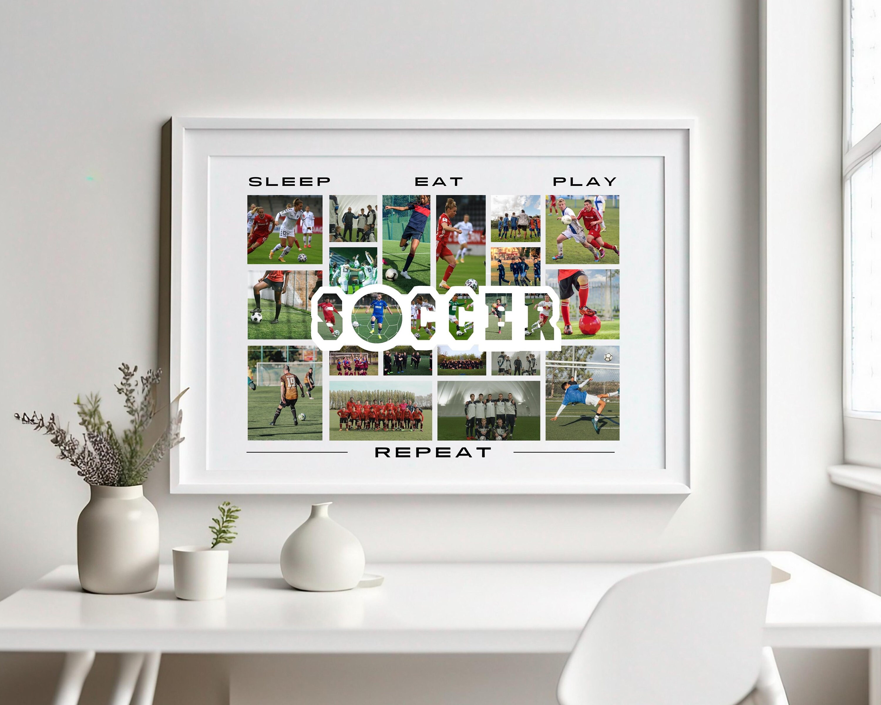 Editable 24-photo SOCCER Word Collage Canva TEMPLATE Sports Team Poster ...
