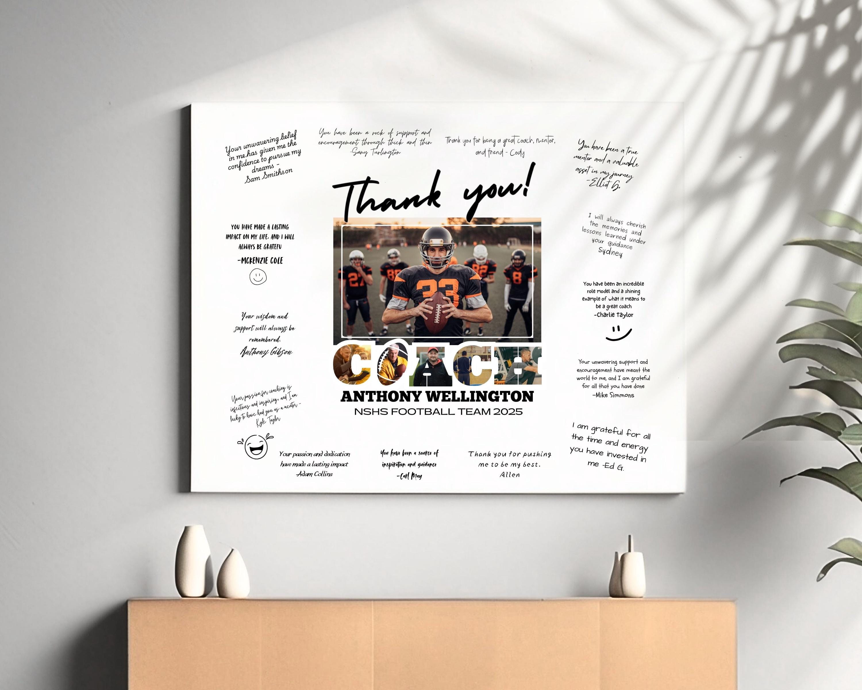 Football COACH Signing Frame Canva TEMPLATE Custom Photo Collage Sports ...
