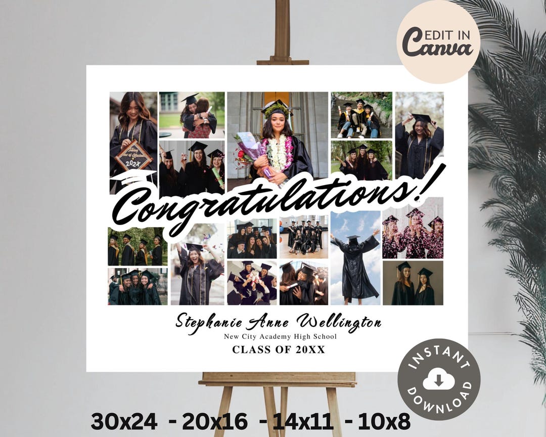 Editable CONGRATULATIONS Graduate Photo Collage Frame TEMPLATE ...