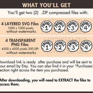 TROUBLE 1 2 3 4 Svg & Png Files Layered SVG Transparent 4500x4500 ...