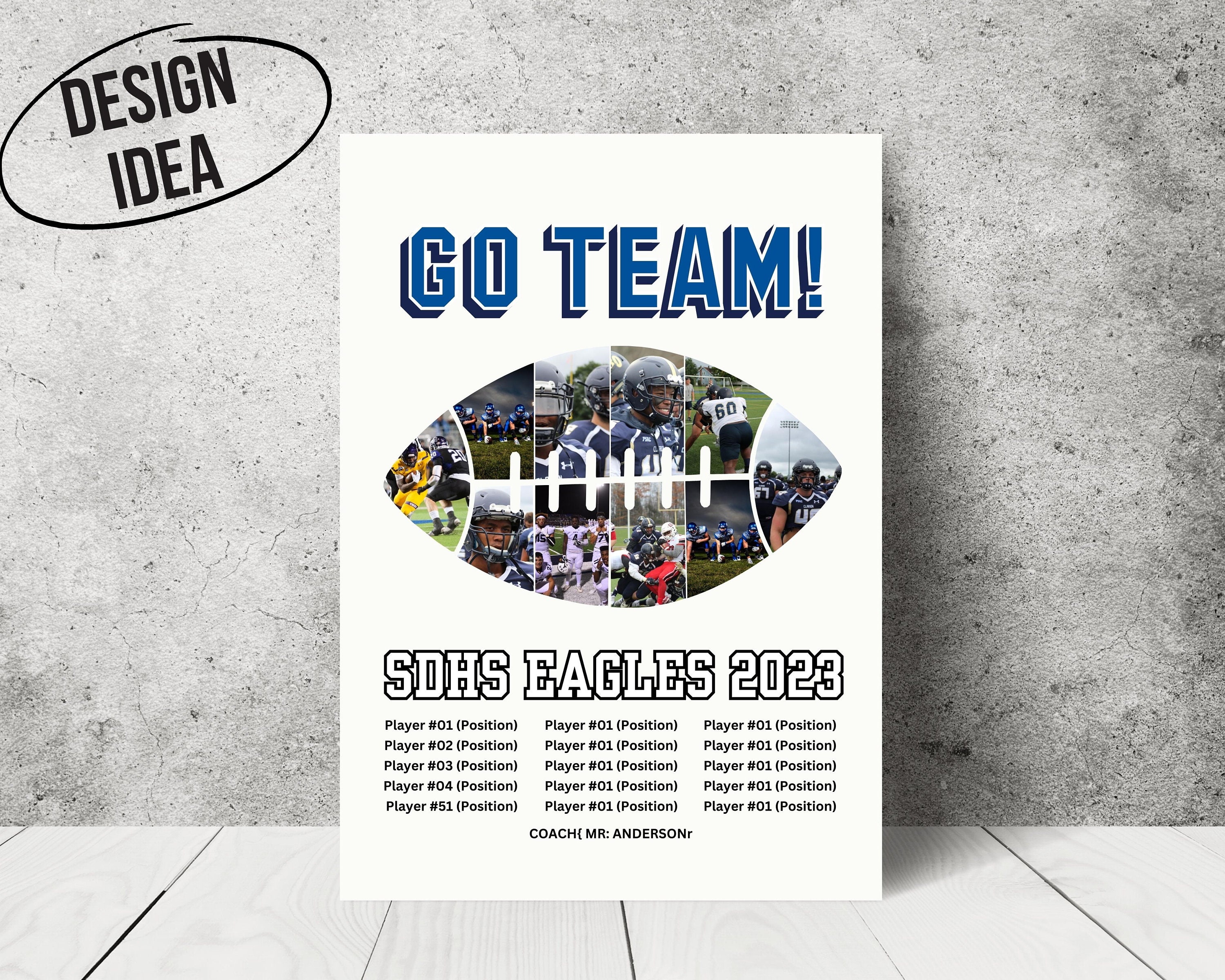 FOOTBALL Frame Photo Collage Canva TEMPLATE Sports Team Poster Banner ...