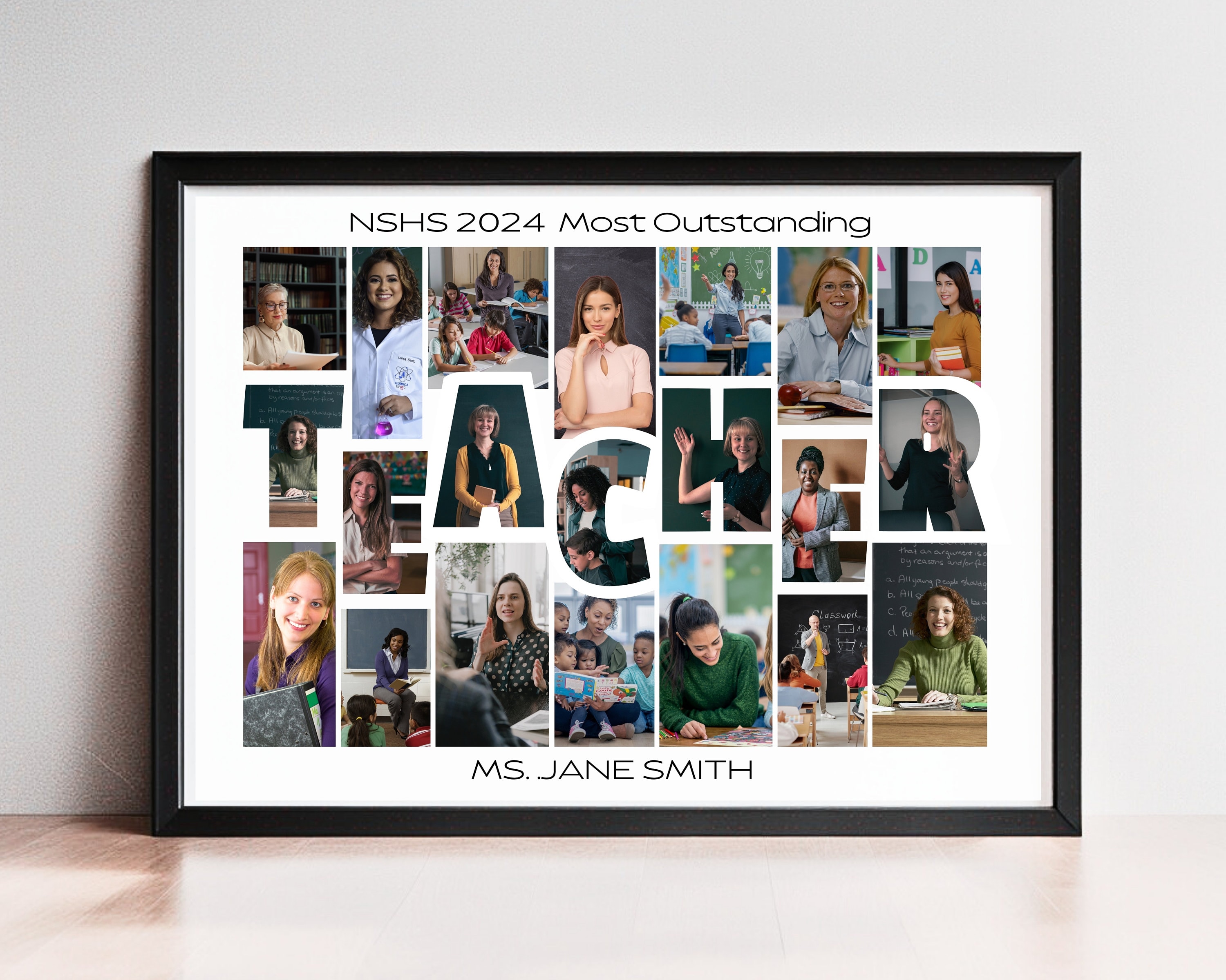 Editable 21-photo TEACHER Word Collage Canva TEMPLATE Awards Day Poster ...