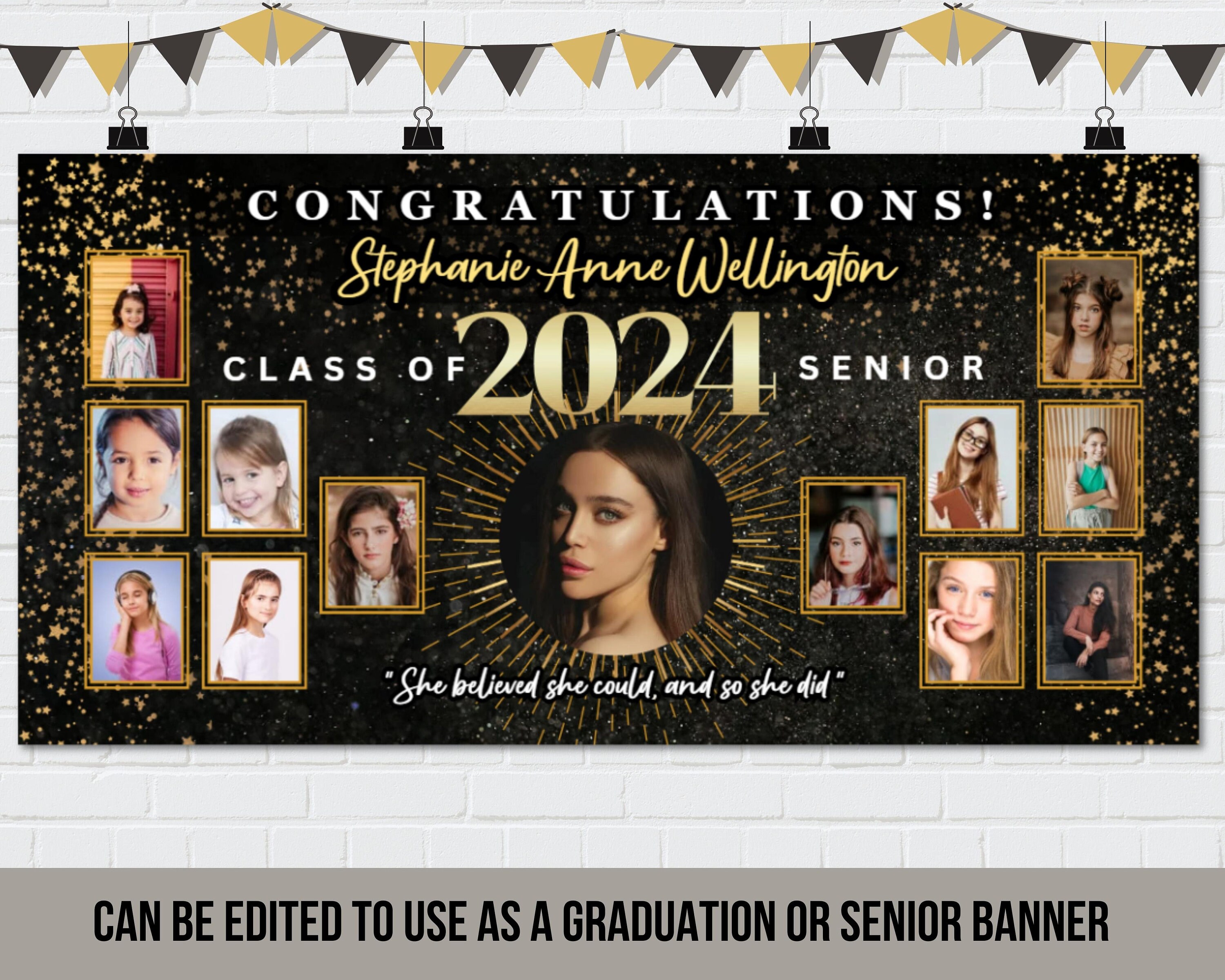 3'x6' Editable BANNER Photo Collage TEMPLATE Senior Class 2024 ...