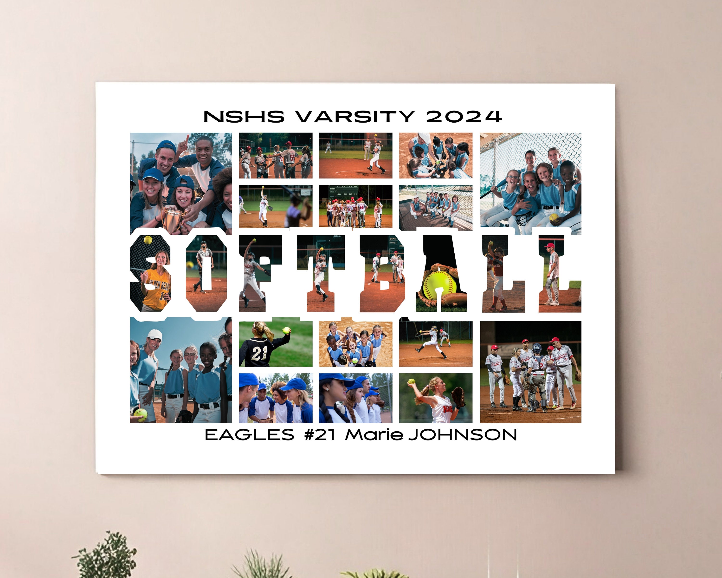 Editable 24-photo SOFTBALL Collage Canva TEMPLATE Sports Team Poster ...