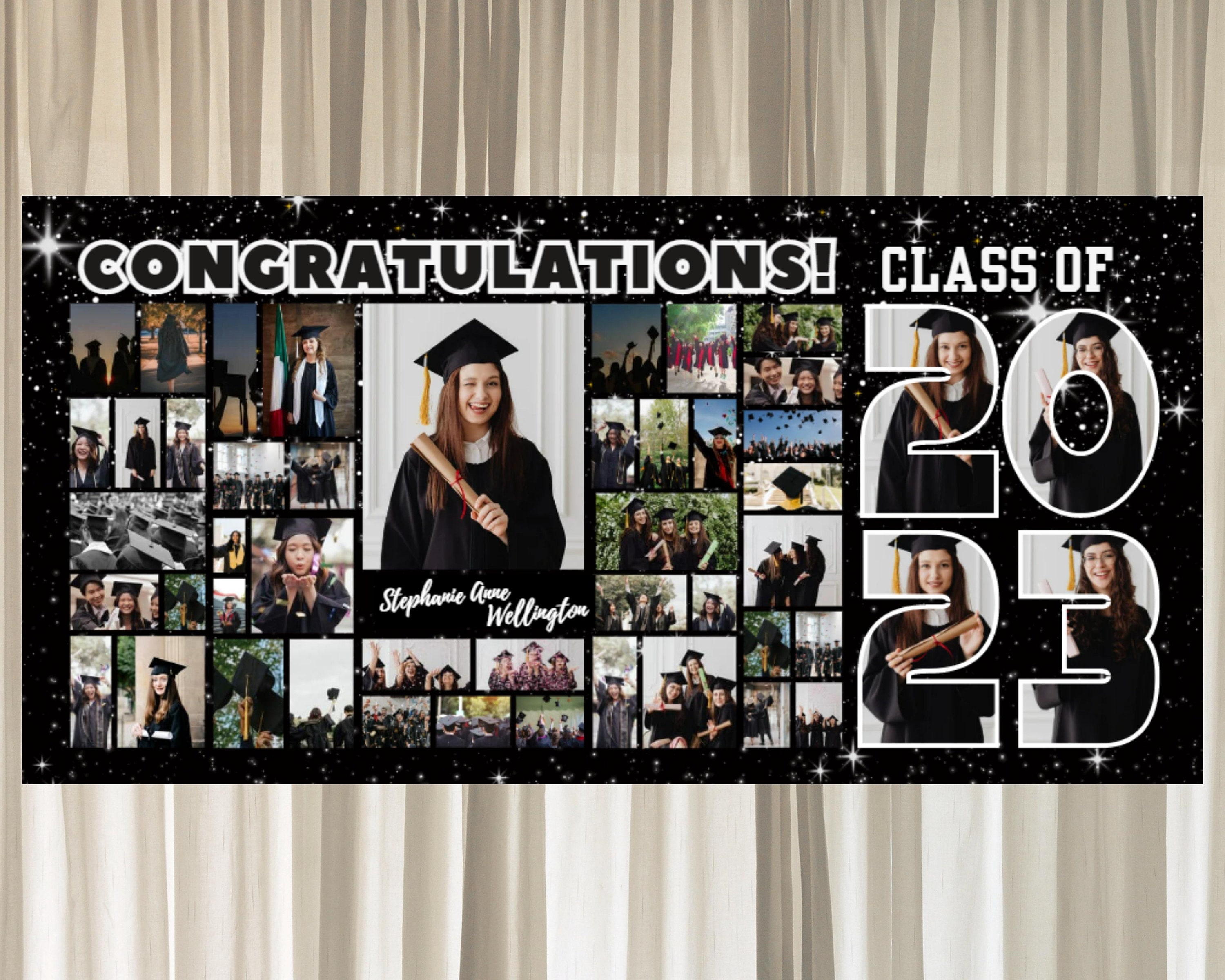 3'x6' 48-photo Graduation Banner Collage Poster Party Sign Senior High ...