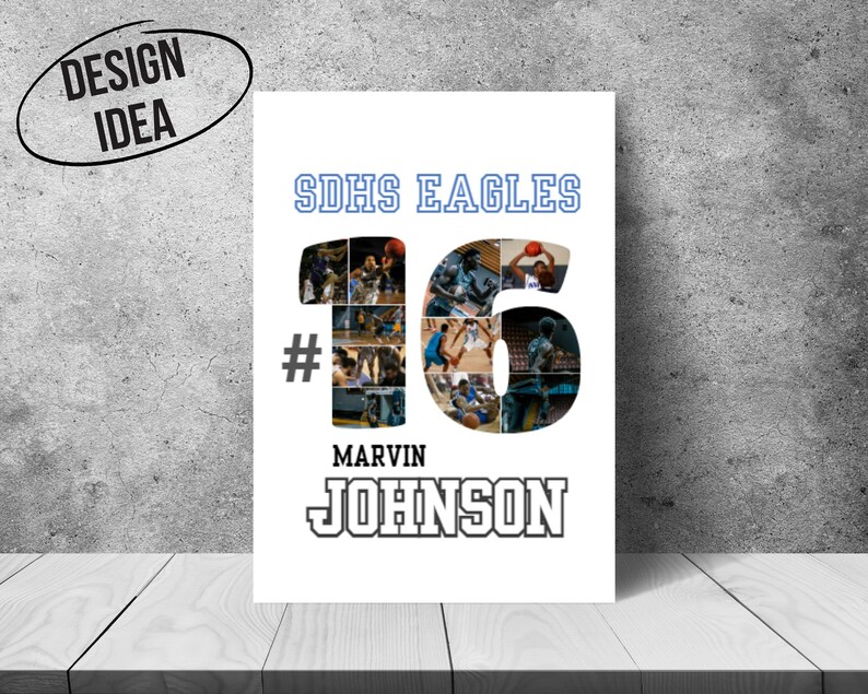 All NUMBER Photo COLLAGE Canva Template Design Poster Banner Custom ...