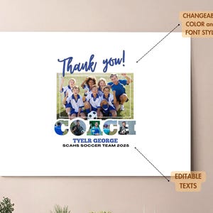 Soccer COACH Signing Frame Canva TEMPLATE Custom Photo Collage Sports ...