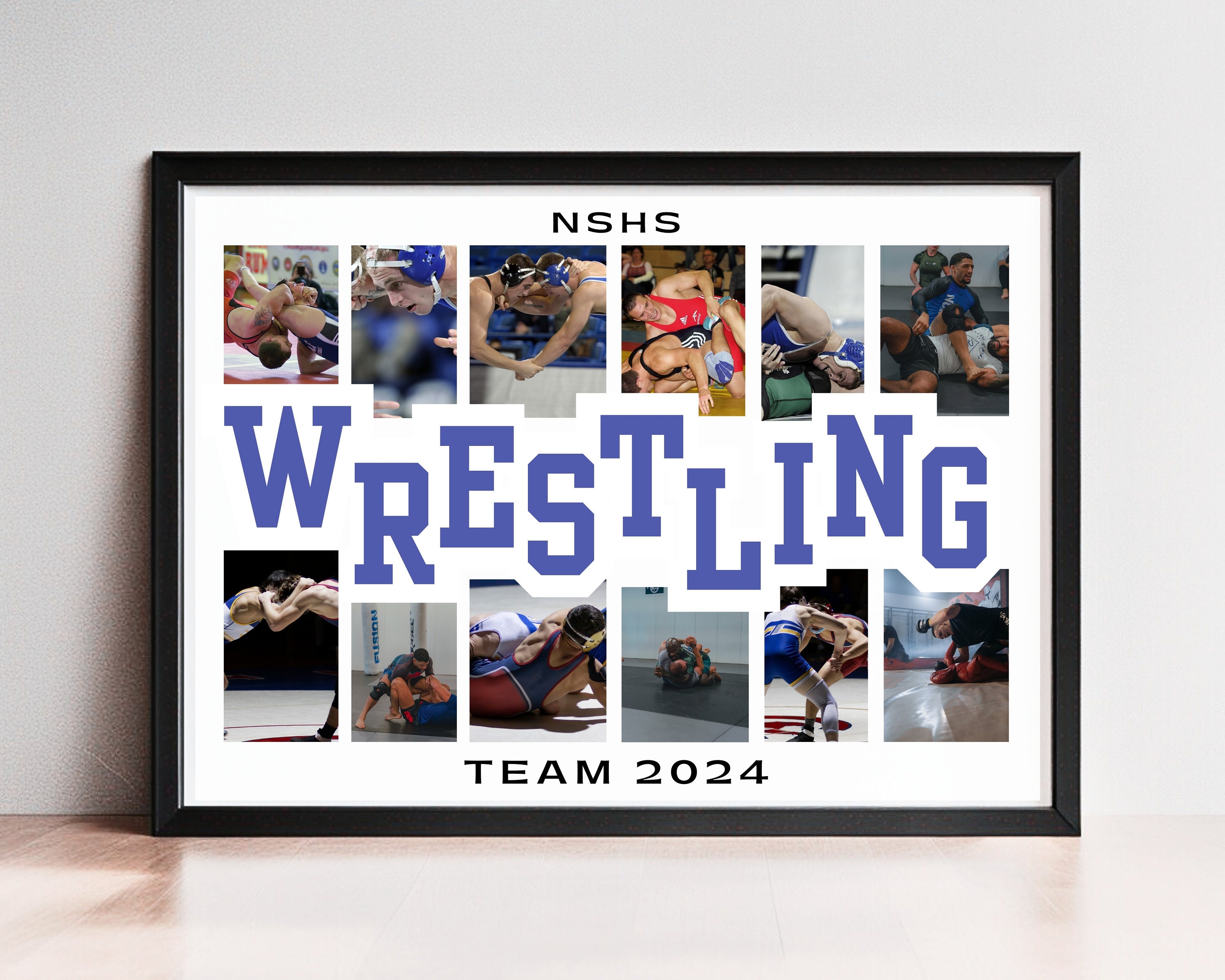 Editable 12-photo WRESTLING Collage Canva TEMPLATE Varsity Sports Team ...