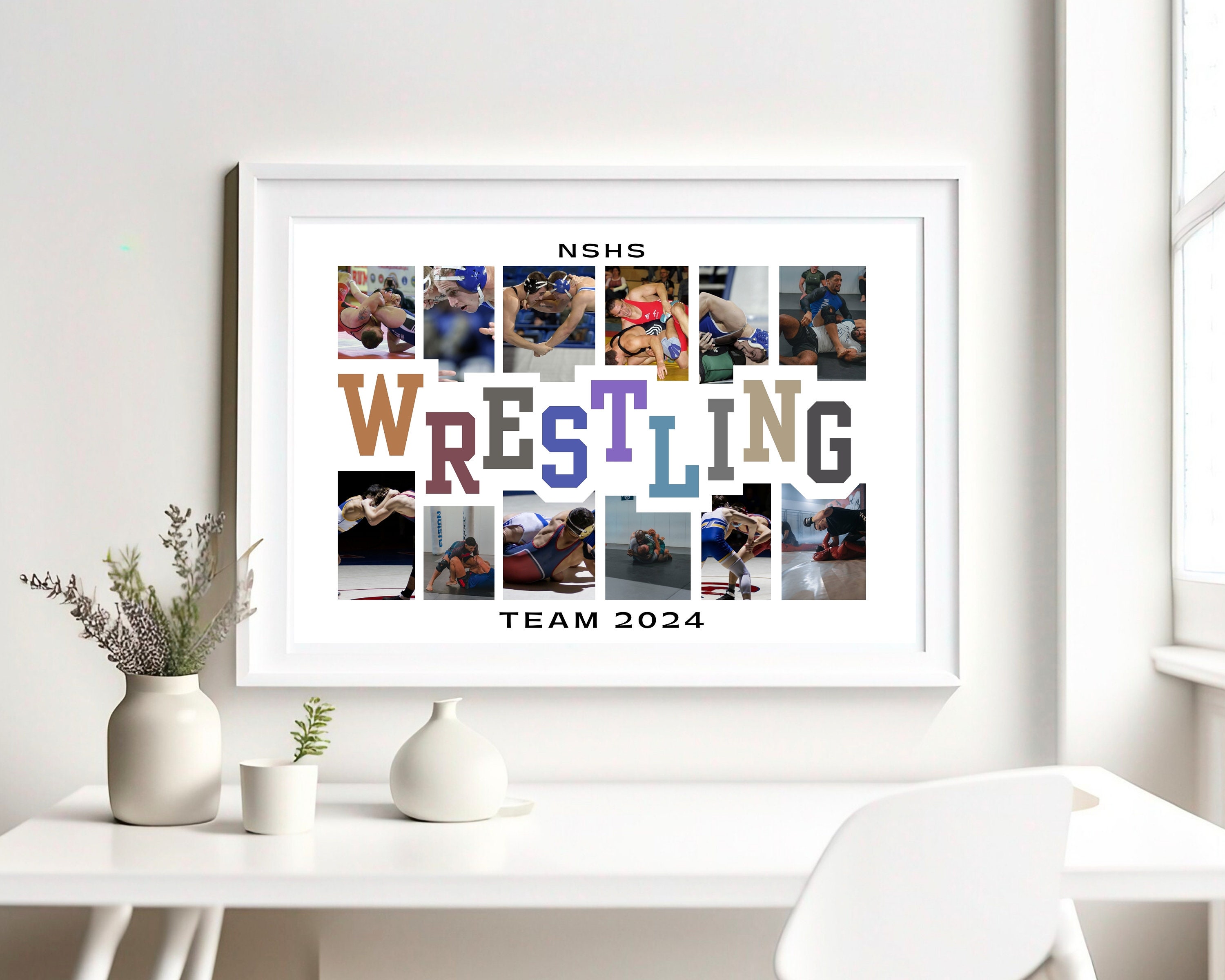 Editable 12-photo WRESTLING Collage Canva TEMPLATE Varsity Sports Team ...