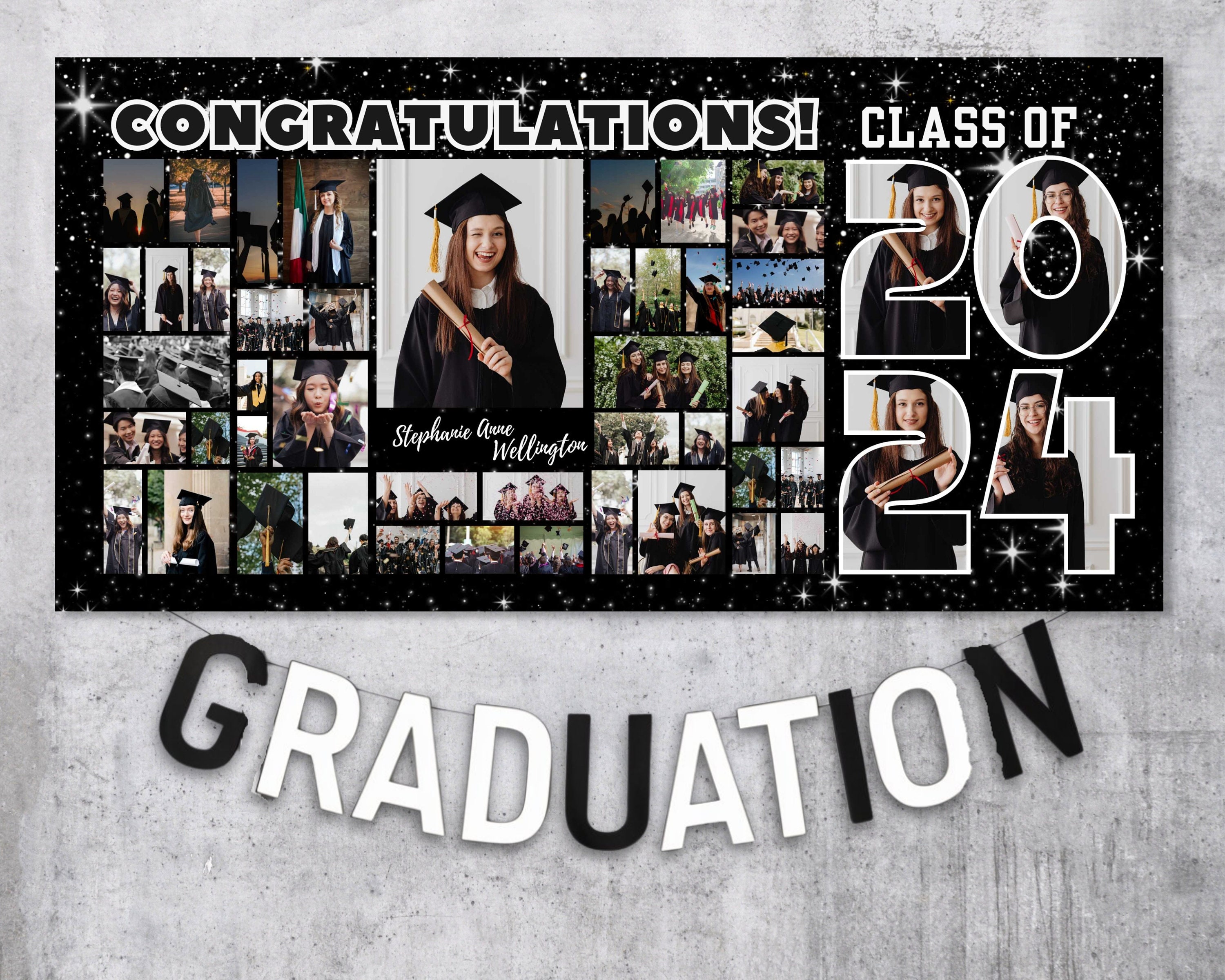 3'x6' 48-photo Graduation Banner Collage Poster Party Sign Senior High ...