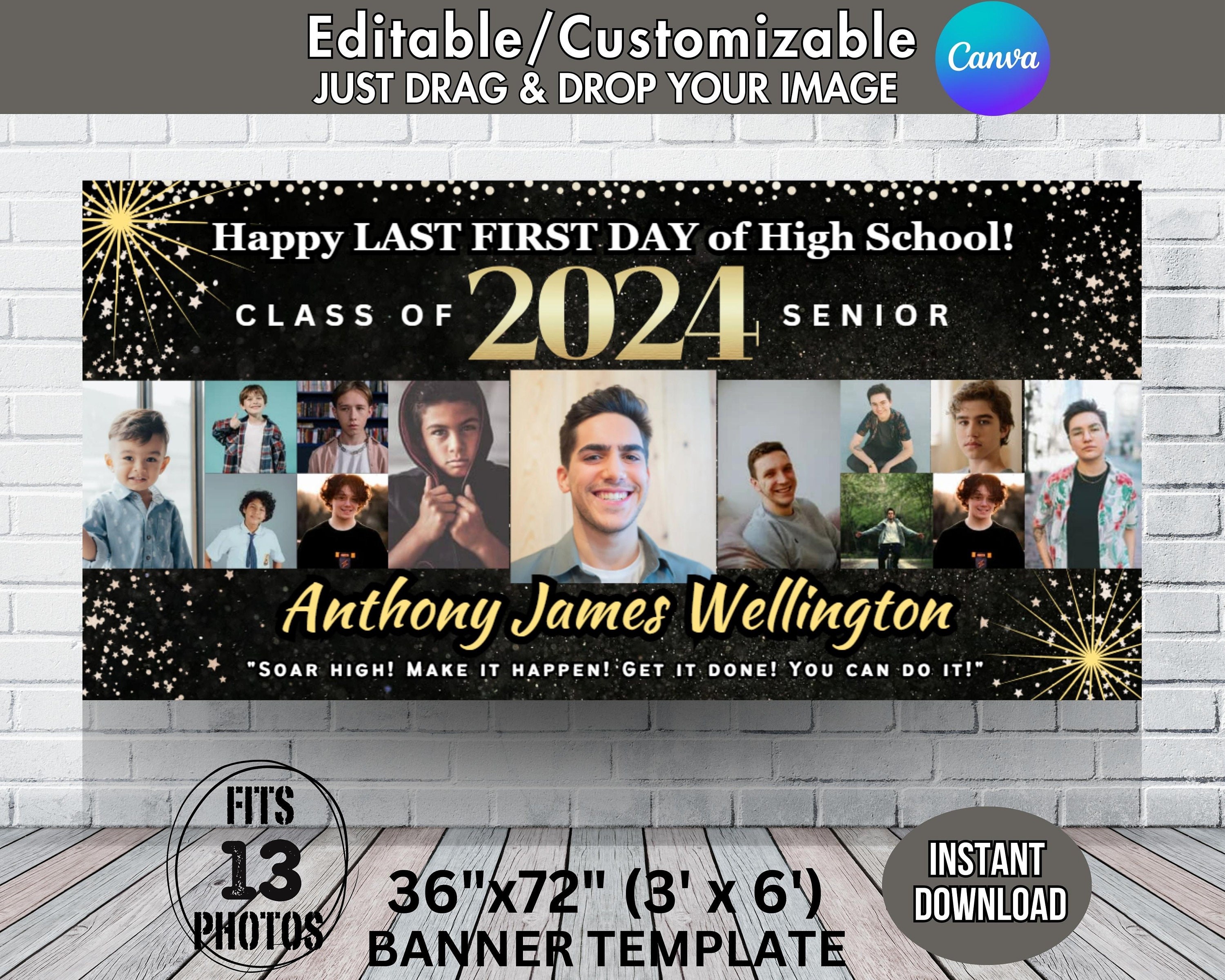 3'x6' Editable BANNER Canva TEMPLATE Graduation Photo Collage Senior ...
